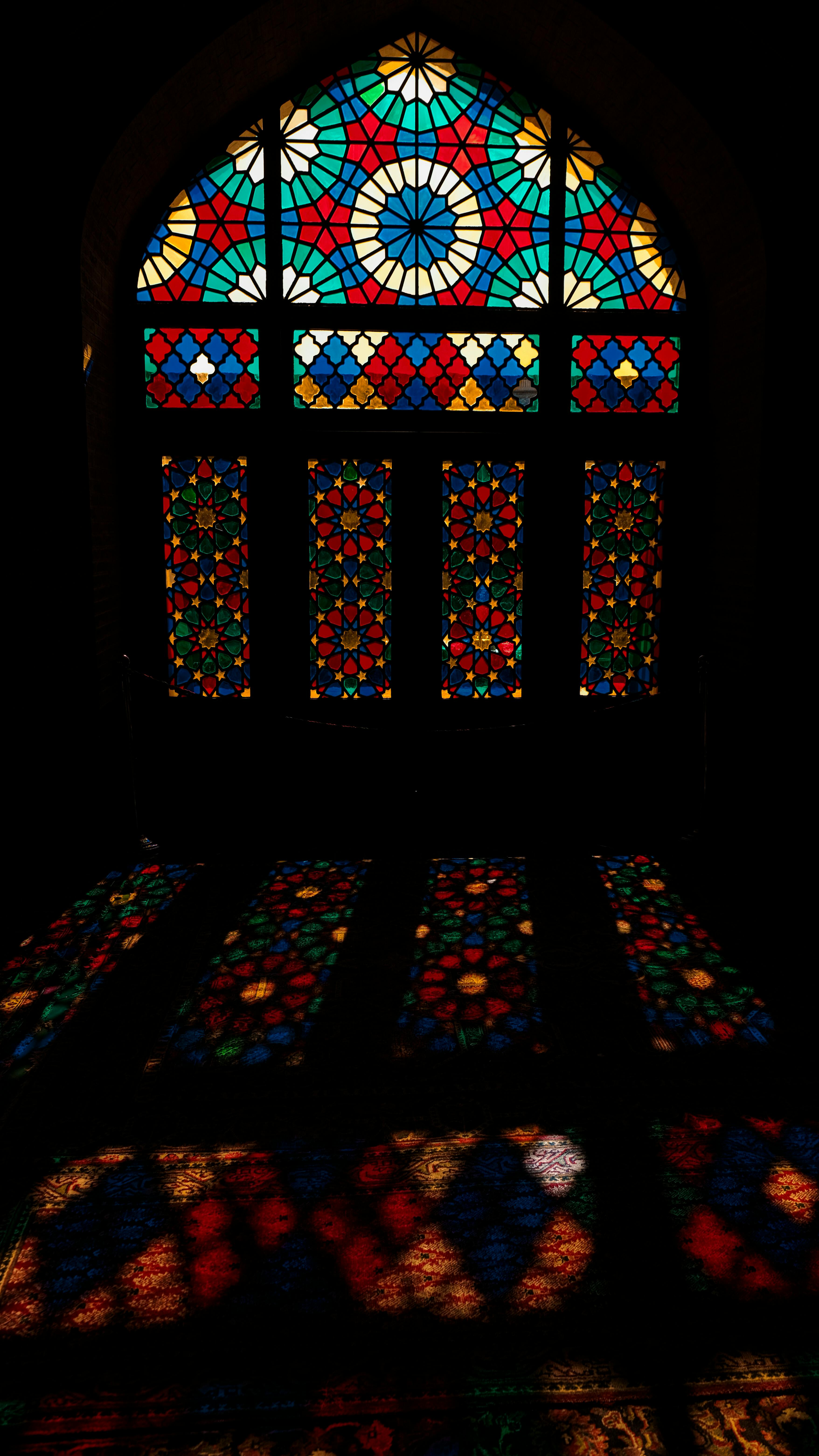 Vibrant Stained Glass in Nasir al-Mulk Mosque · Free Stock Photo