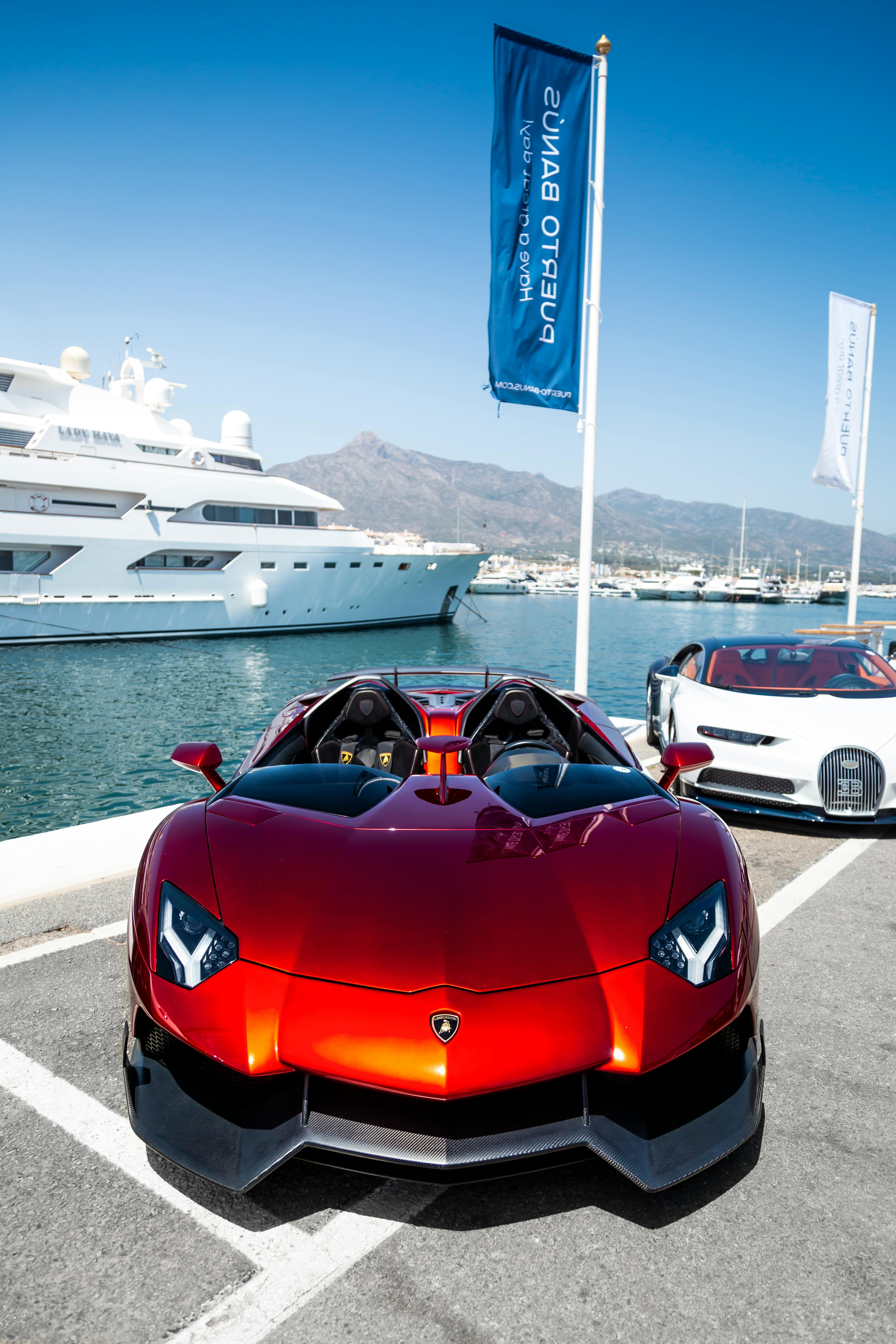Luxury Supercar Display at Marbella Port · Free Stock Photo