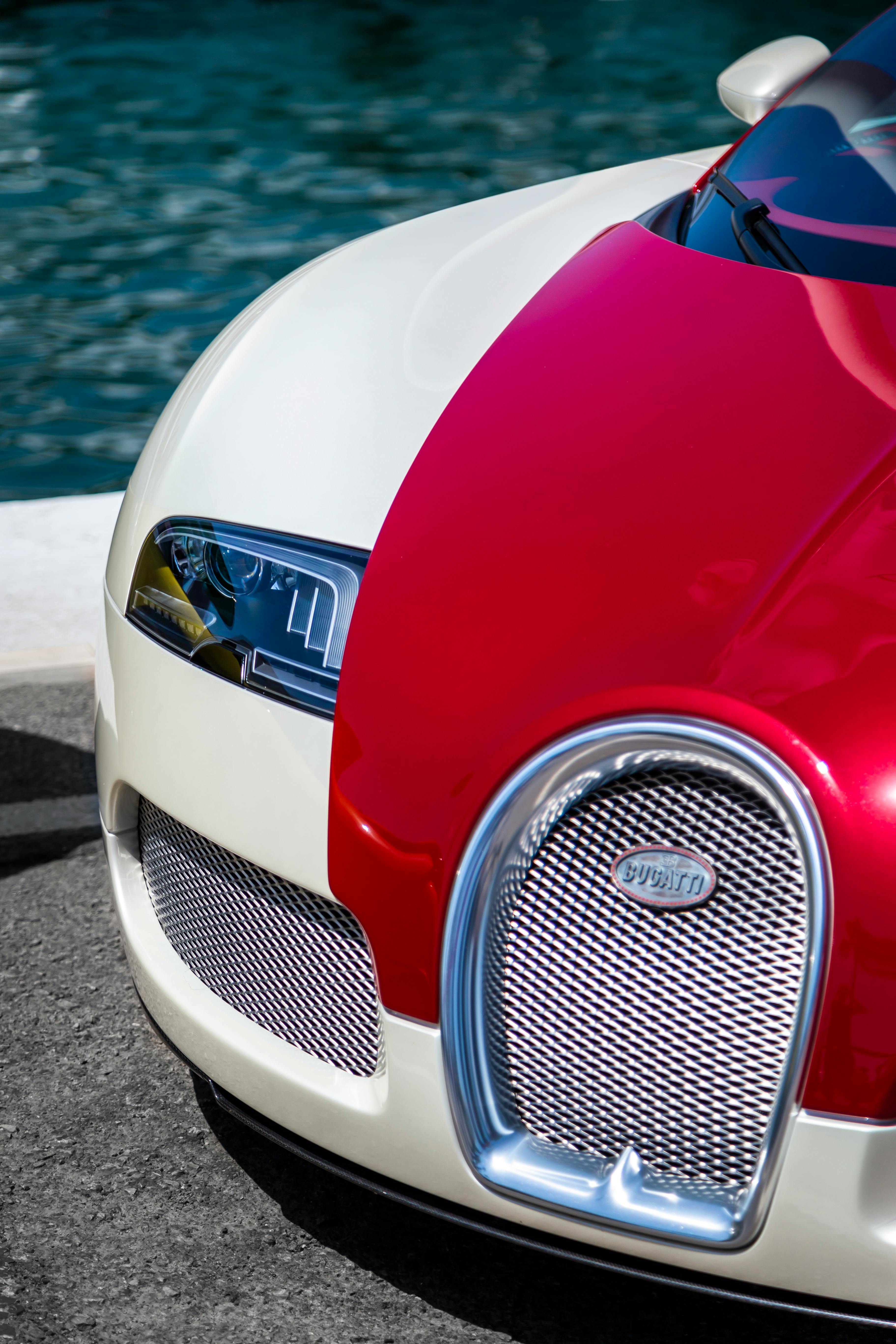 Luxurious Red and White Sports Car at Marina · Free Stock Photo