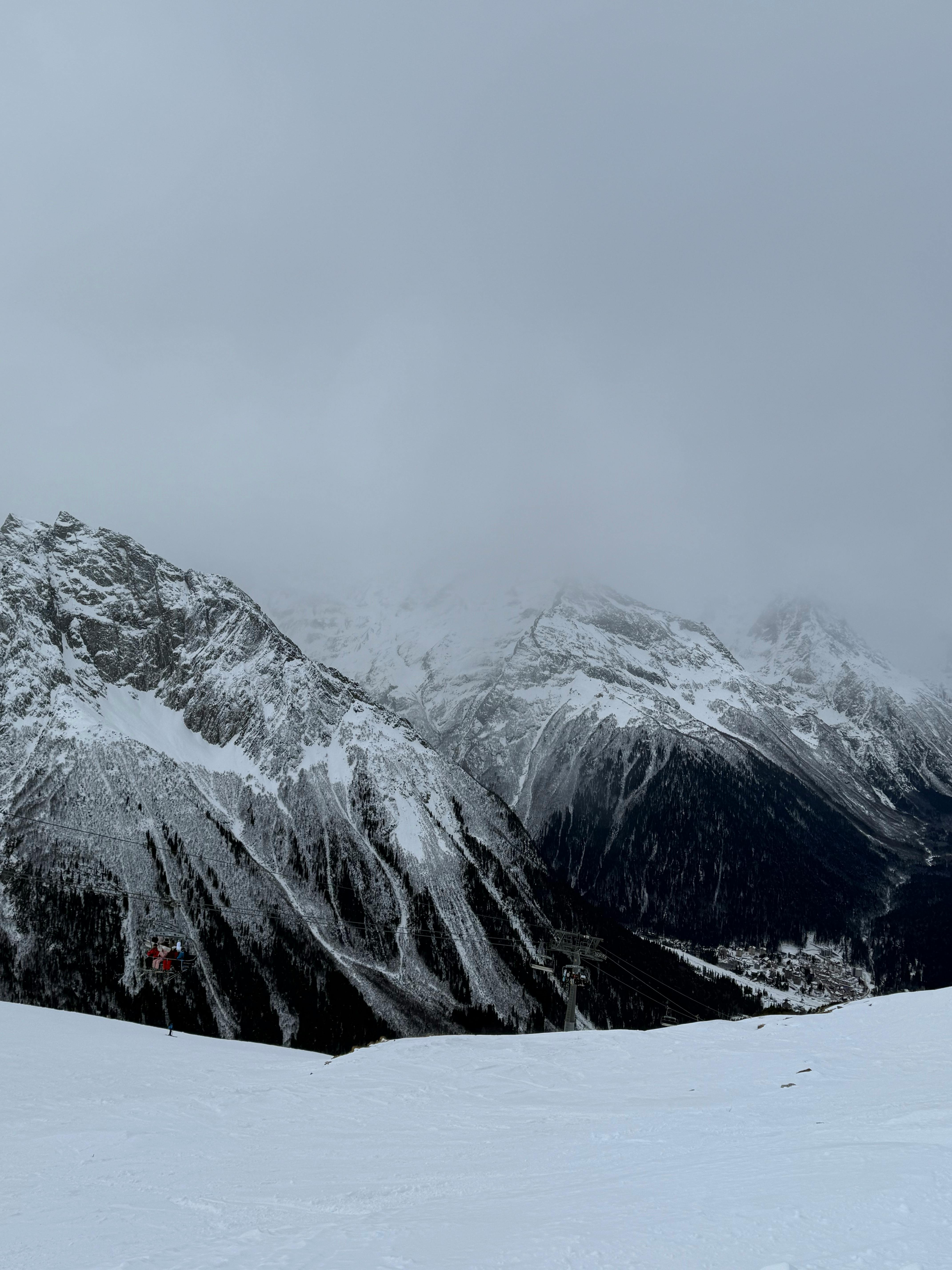Snow-Covered Mountains with Overcast Sky · Free Stock Photo