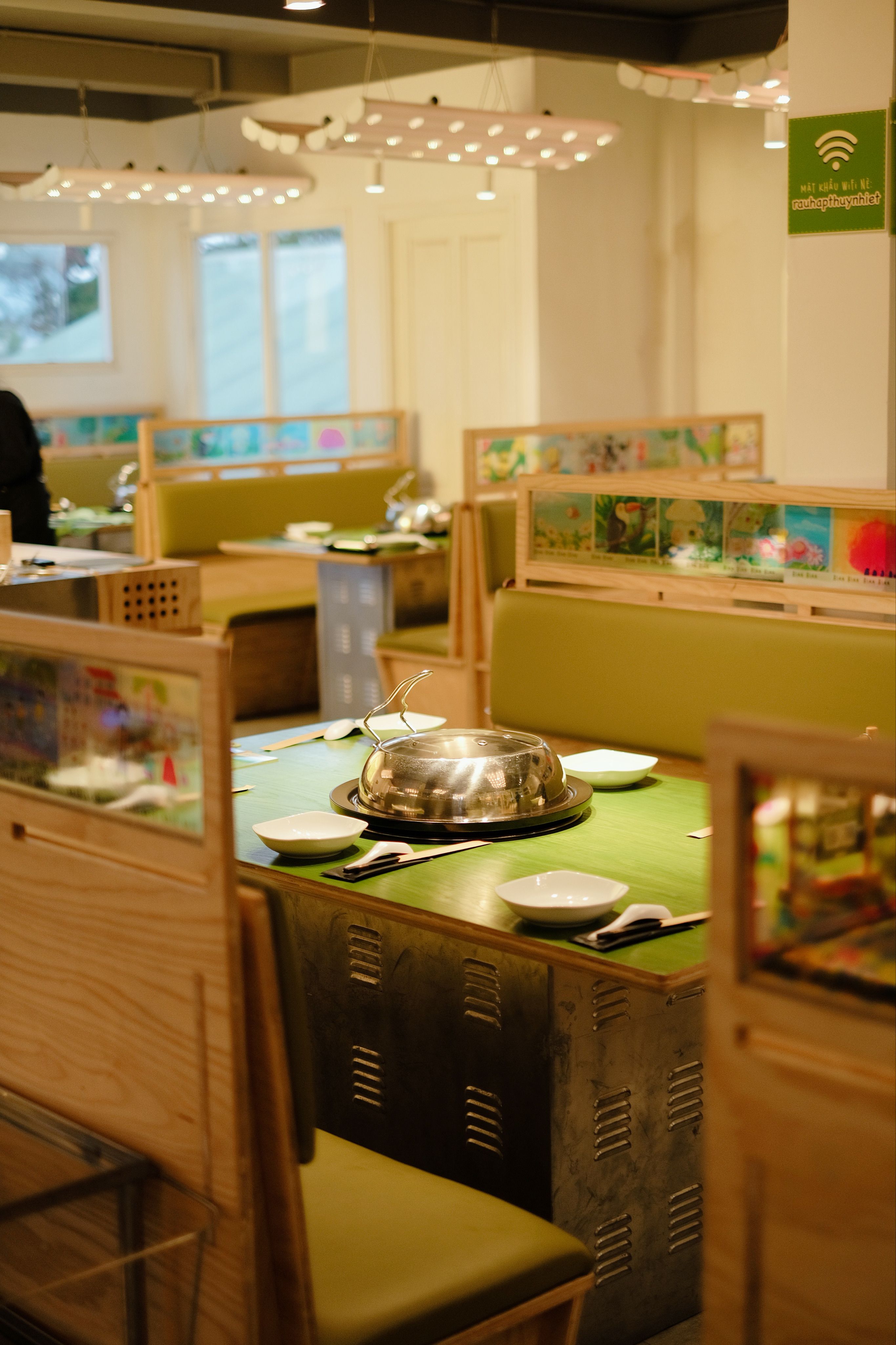 Cozy Modern Asian Restaurant Interior with Hot Pot Table · Free Stock Photo