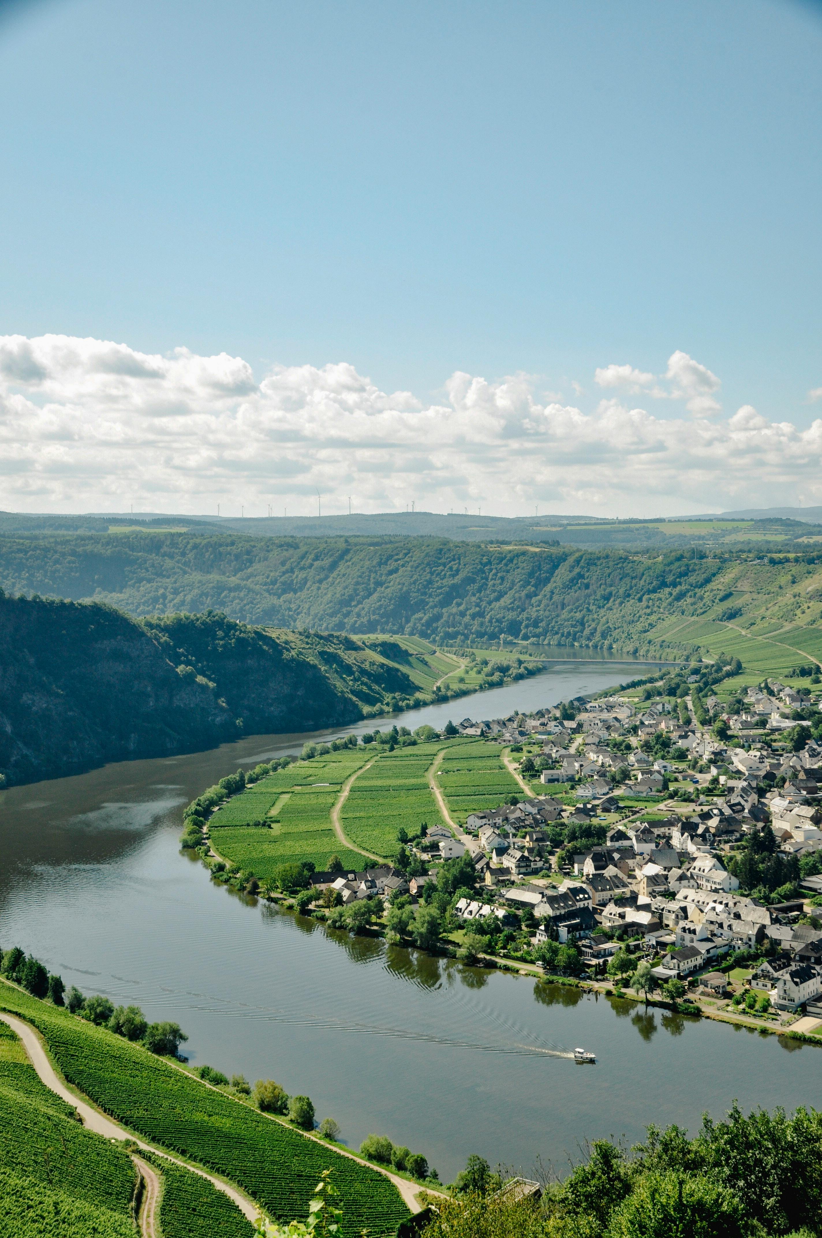 Aerial View of Bremm with Moselle River Bend · Free Stock Photo