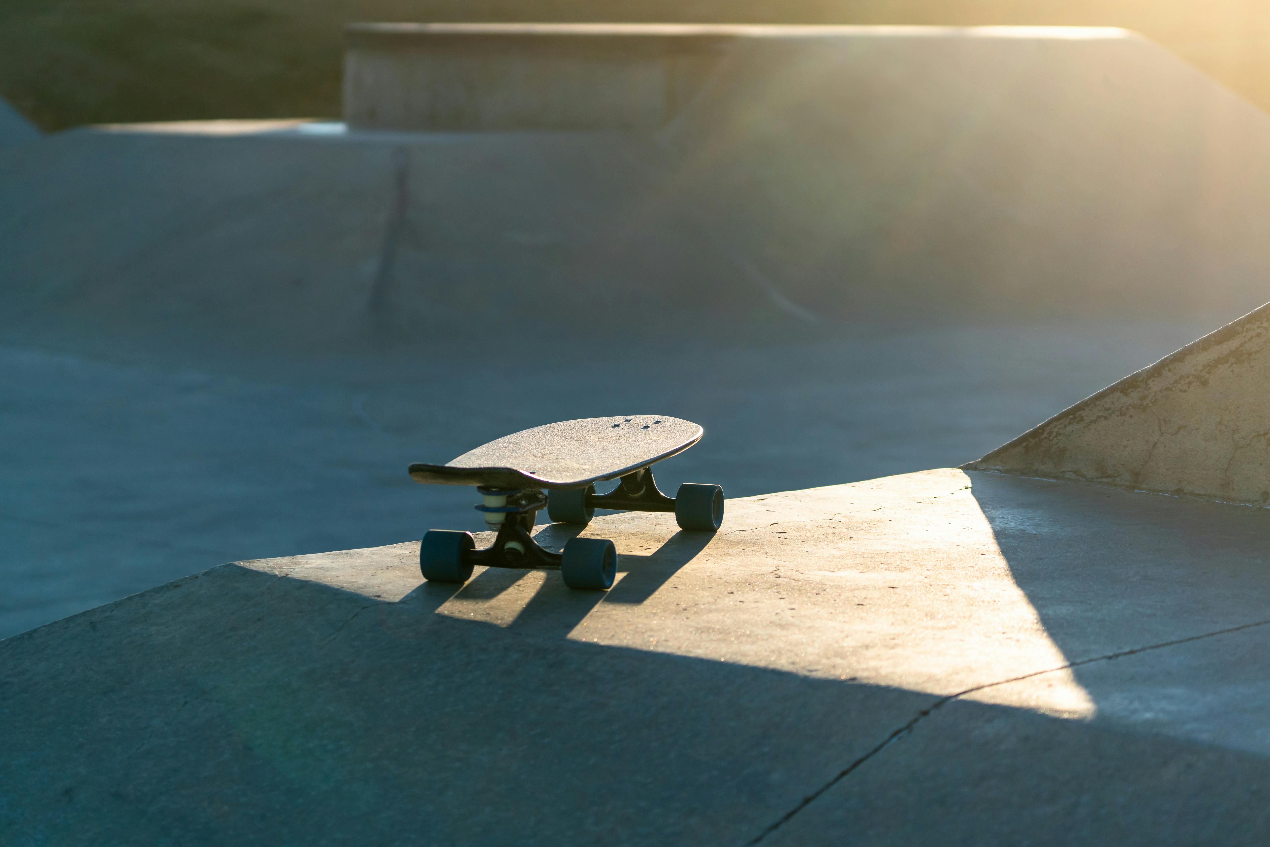 Skateboard in Sunlit California Skate Park · Free Stock Photo