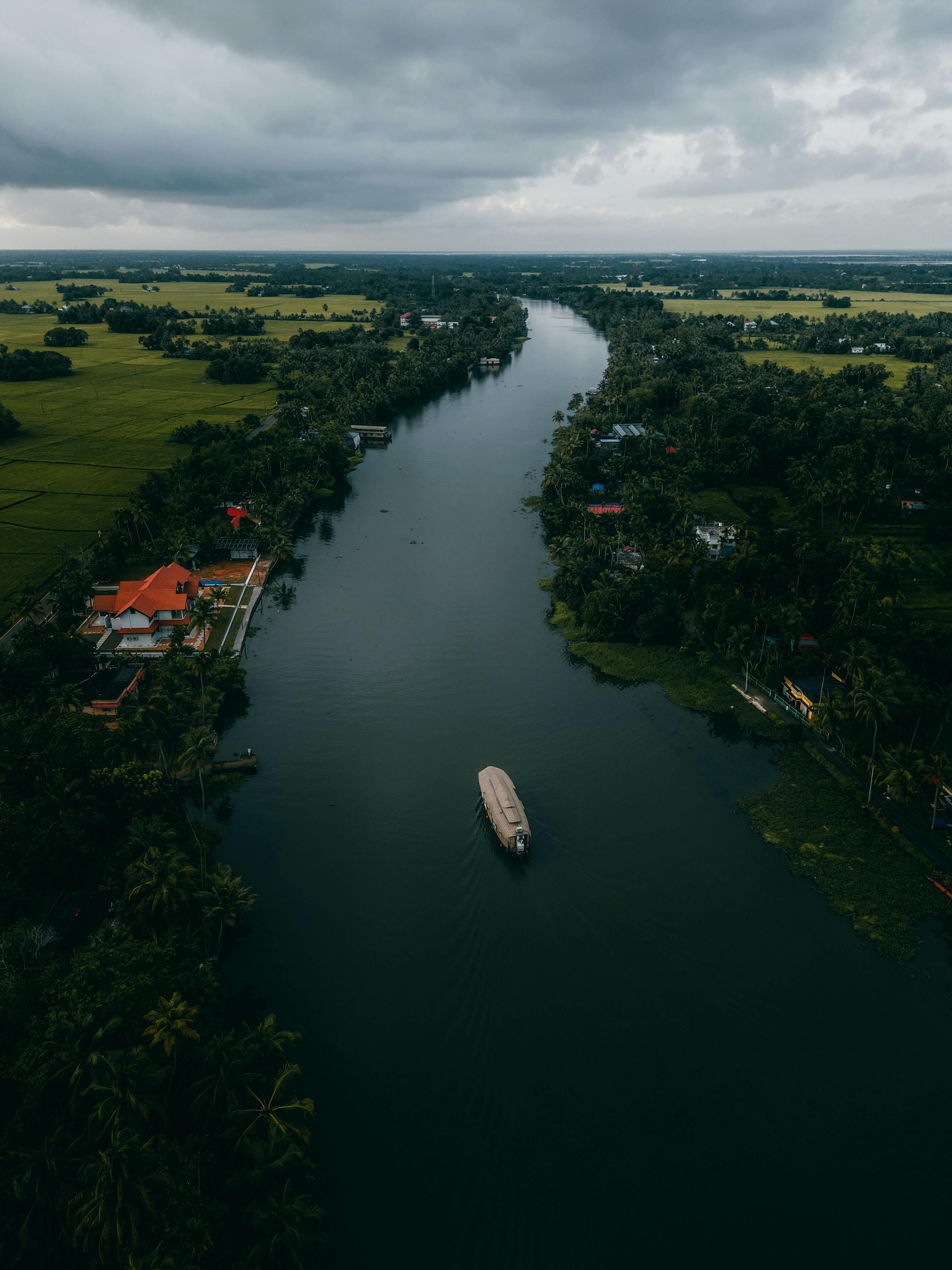 Scenic Aerial View of Kerala's Serene Waterways · Free Stock Photo