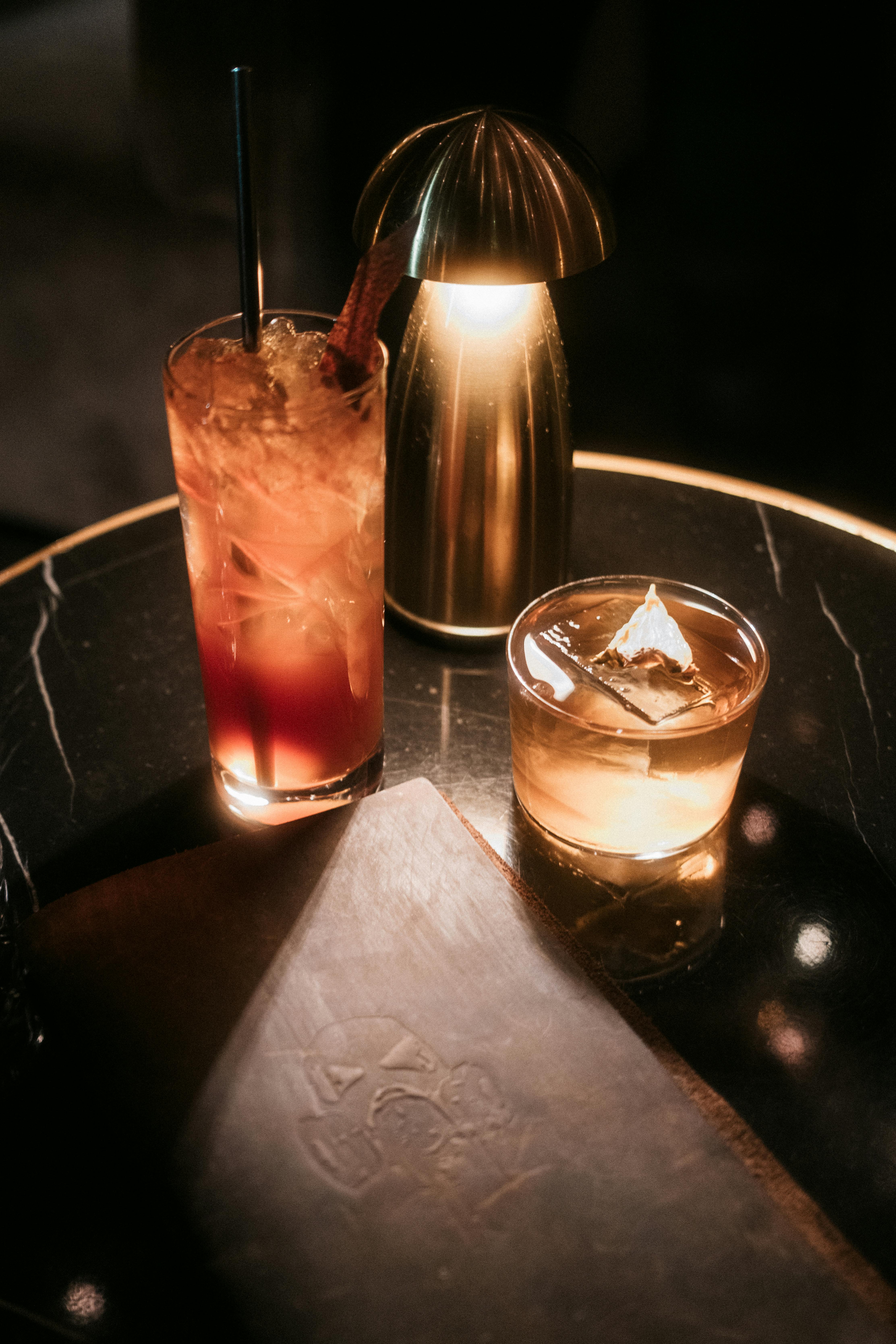 Elegant Cocktail Setup with Ambient Lighting · Free Stock Photo