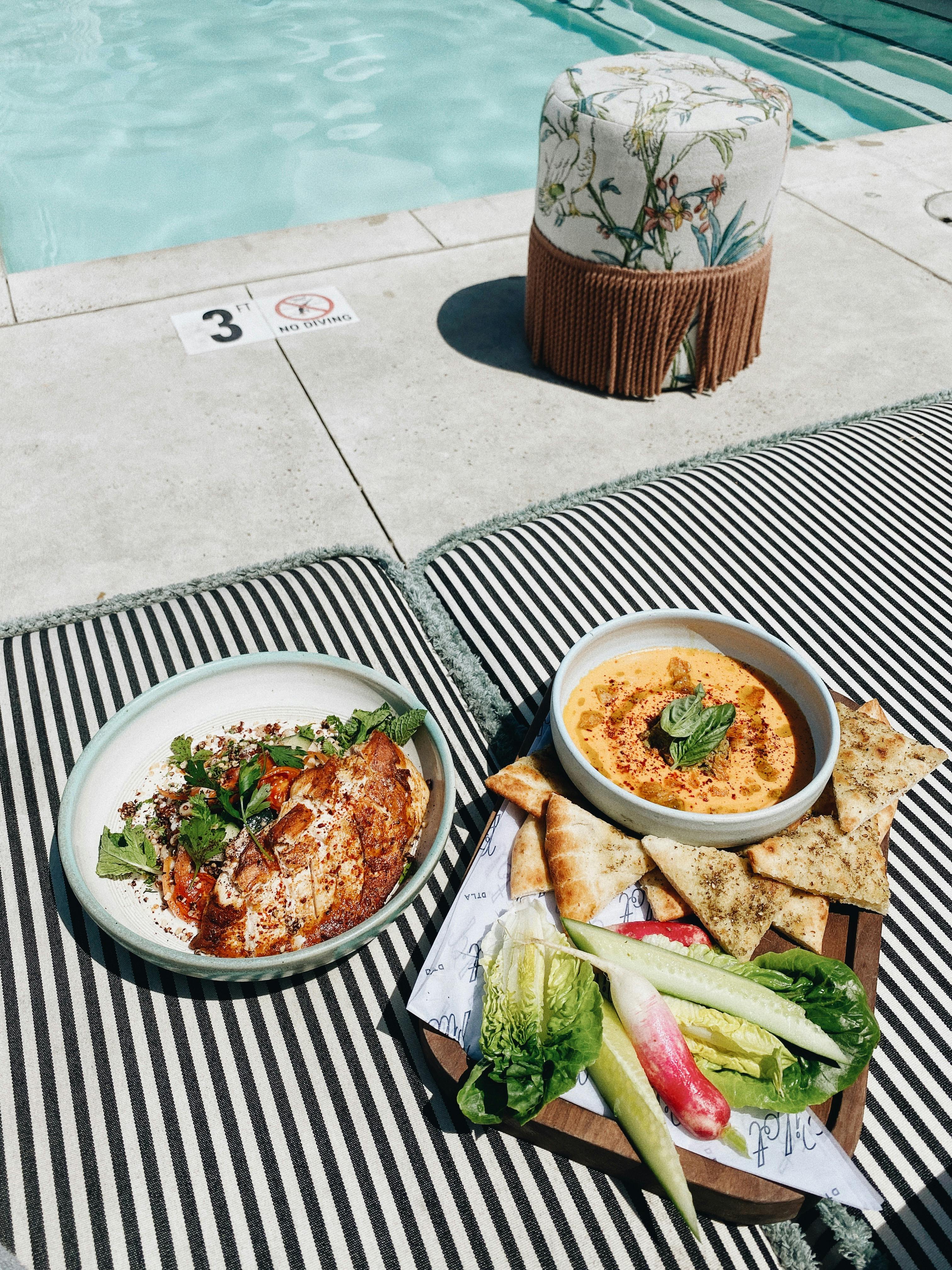 Delicious Artisan Picnic by the Poolside in LA · Free Stock Photo