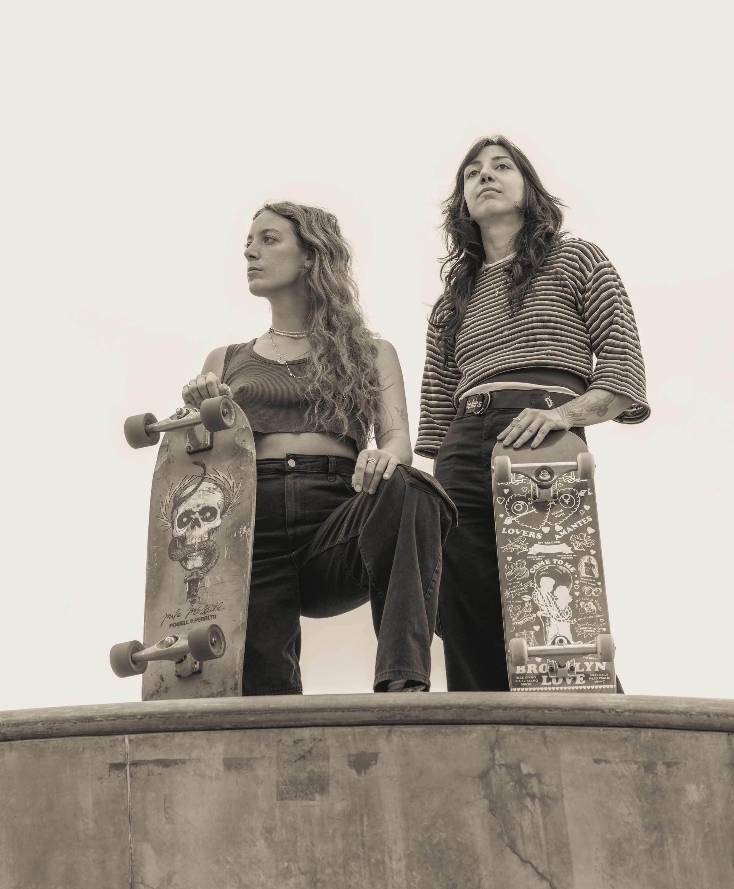 Black and White Portrait of Female Skateboarders in New York · Free ...