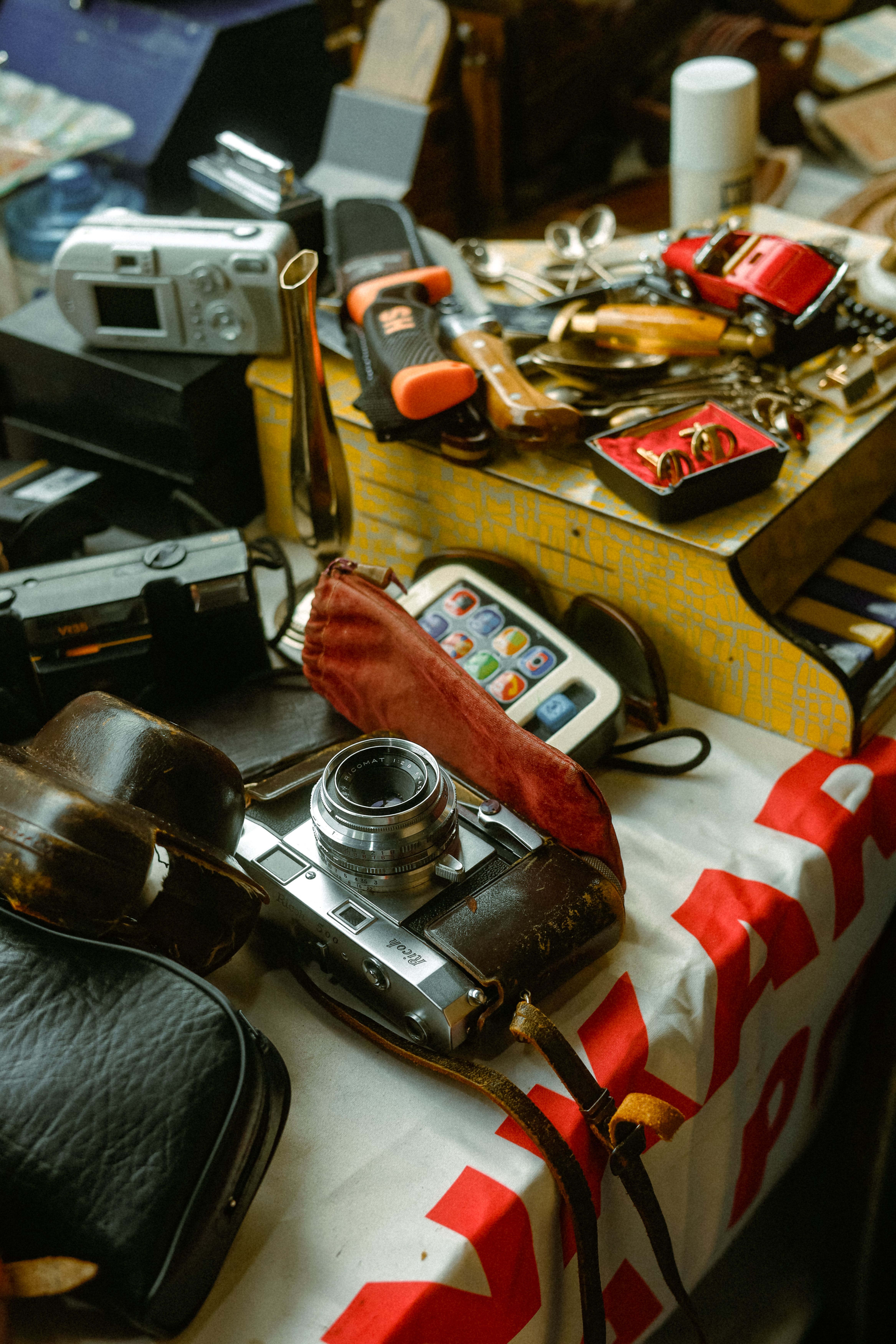 Vintage Camera and Retro Gadgets Display · Free Stock Photo