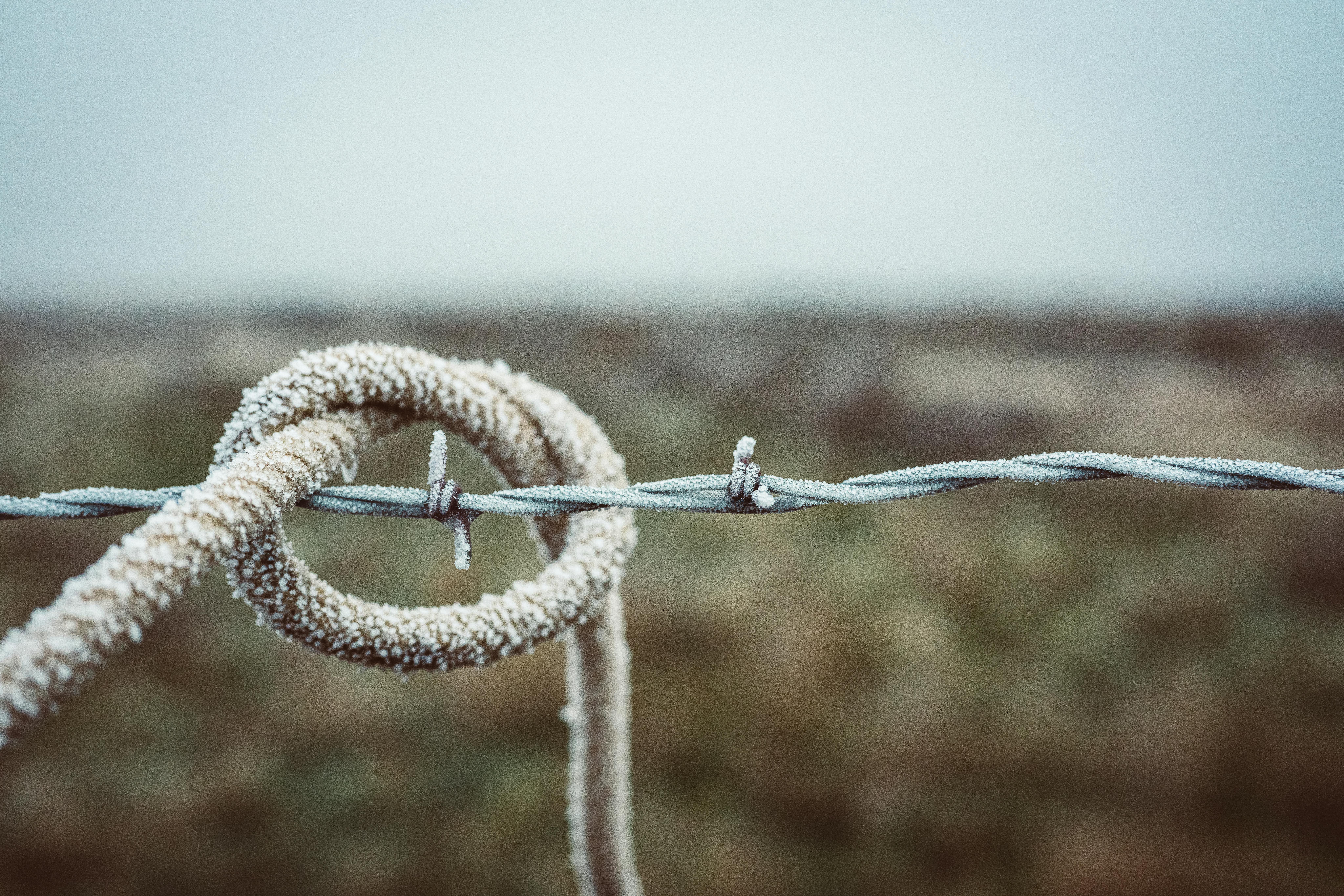 Closeup Photography of Ice Covered Metal Wire · Free Stock Photo