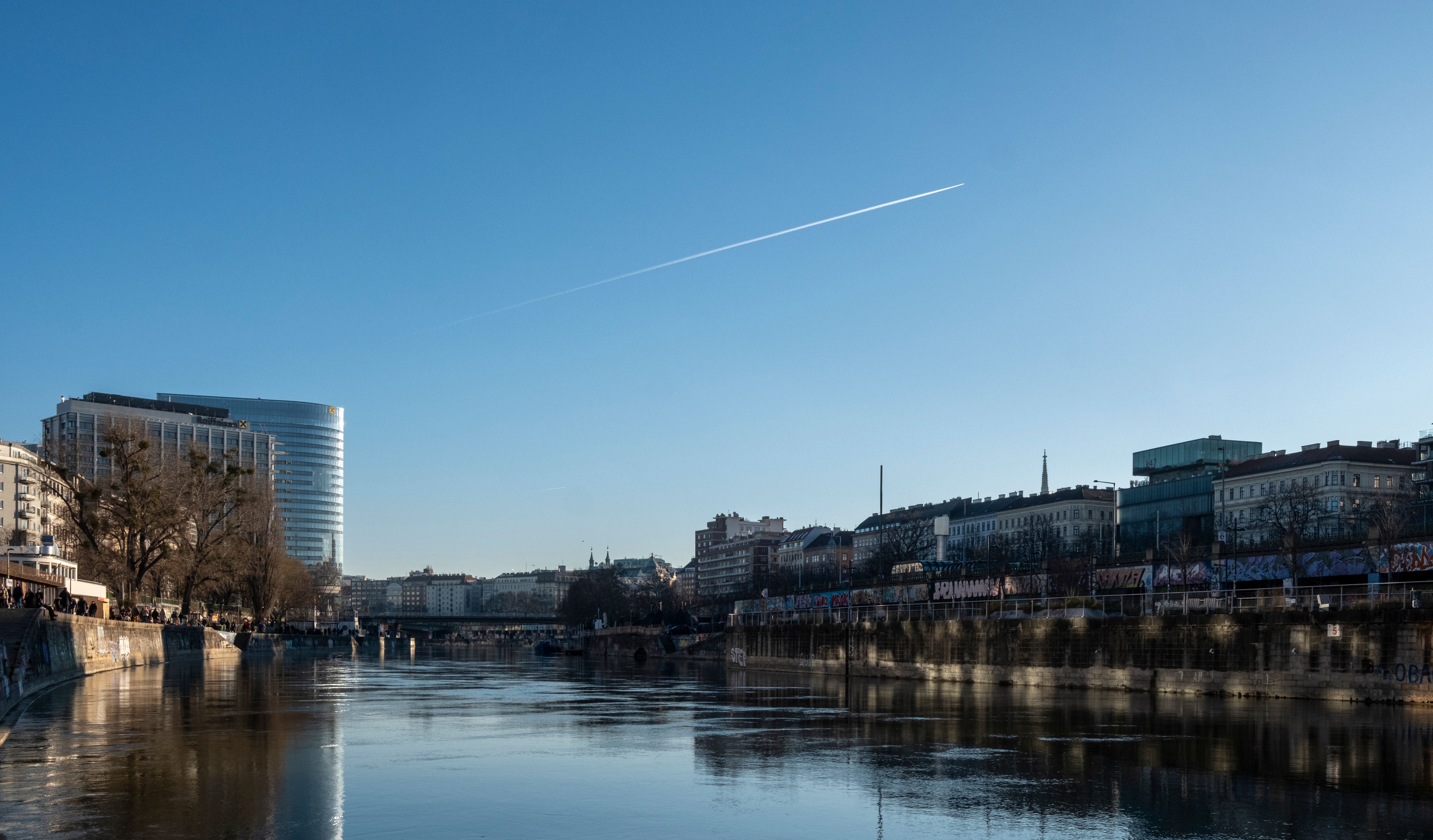 Vienna Cityscape Along the Danube River at Day · Free Stock Photo