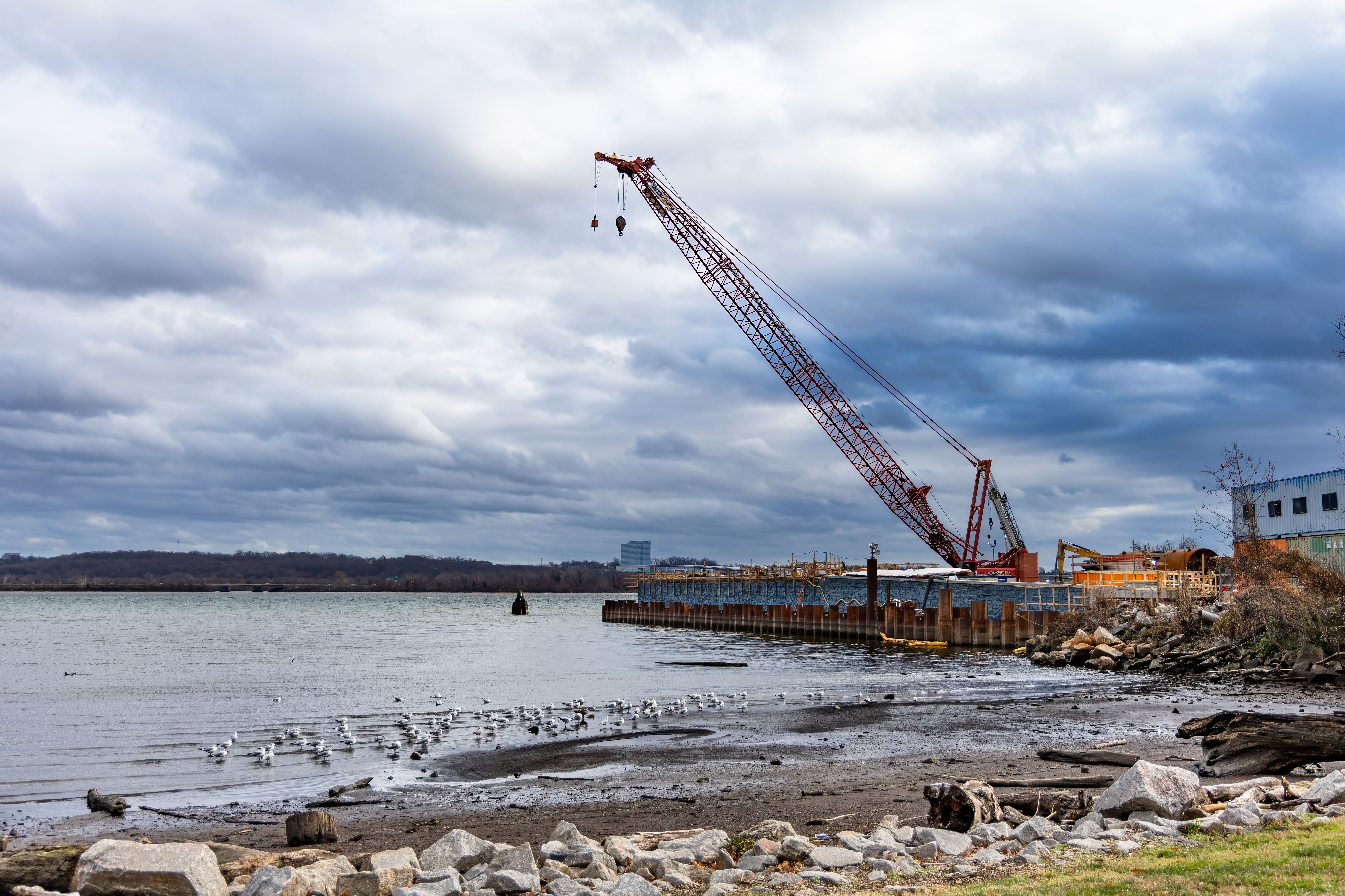 Scenic View of Waterfront Construction Site with Crane · Free Stock Photo