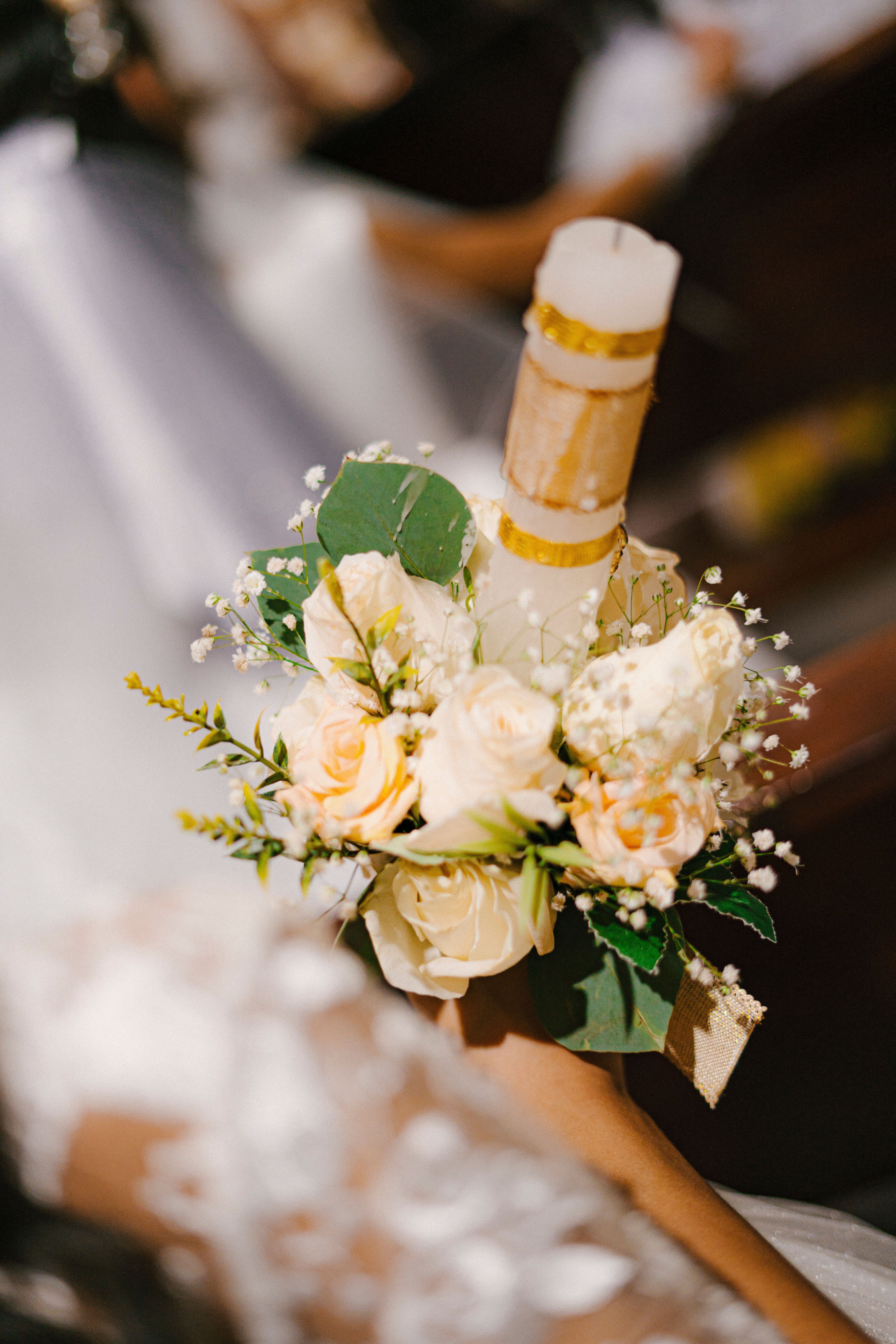 Elegant Communion Bouquet with Candle · Free Stock Photo