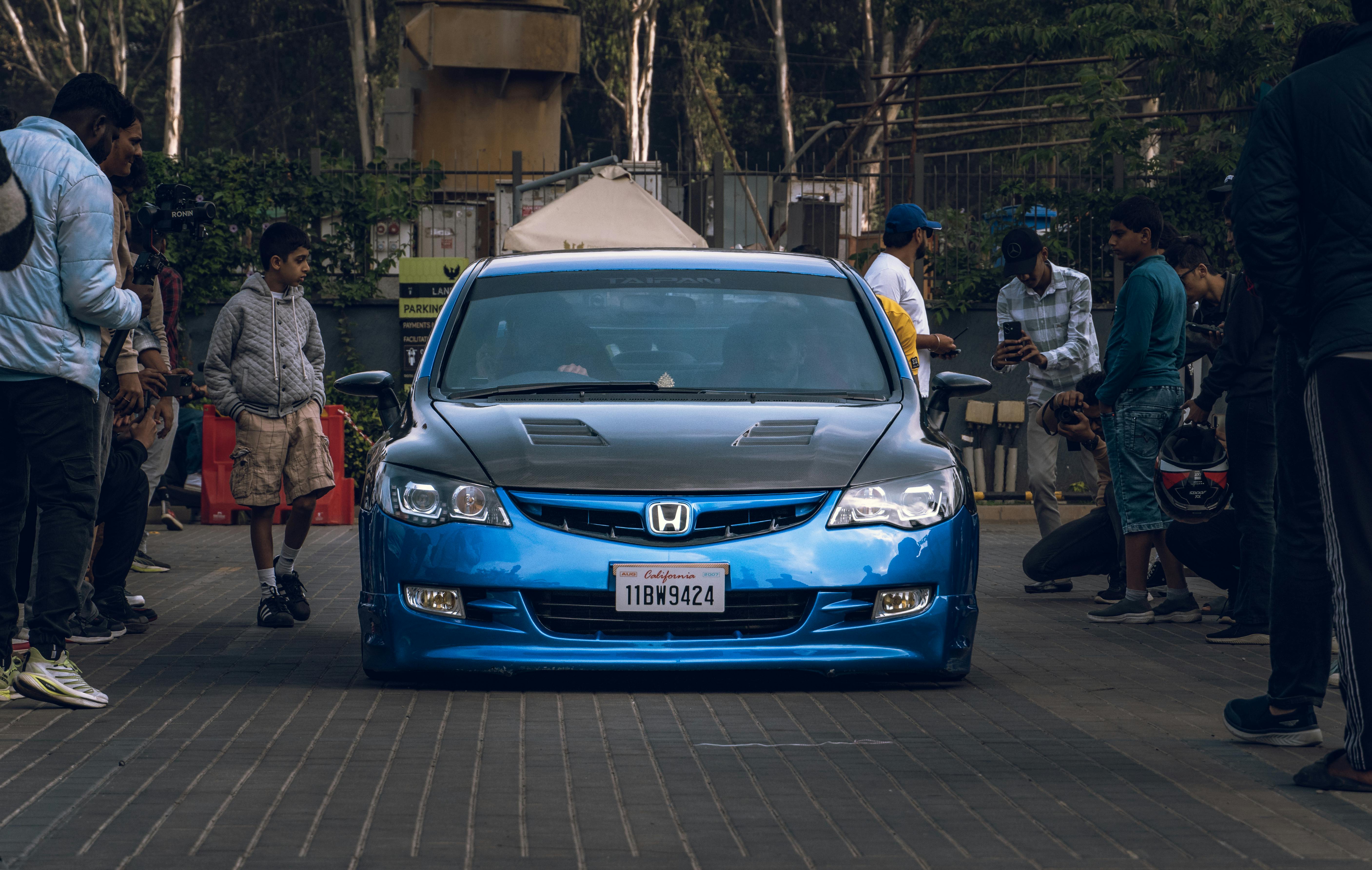 Modified Blue Car at Bengaluru Automobile Event · Free Stock Photo