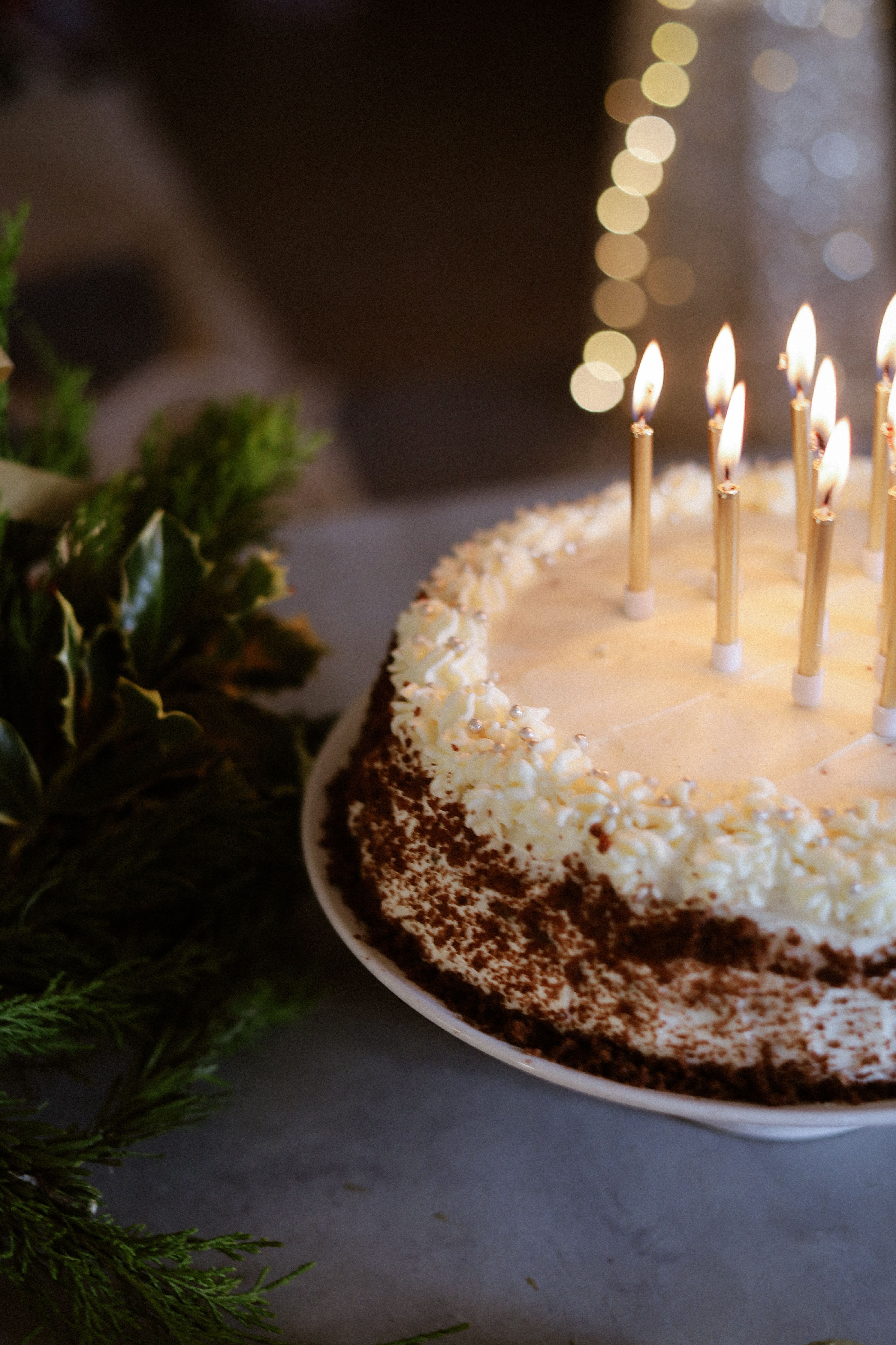 Festive Cake with Lit Candles Celebration · Free Stock Photo