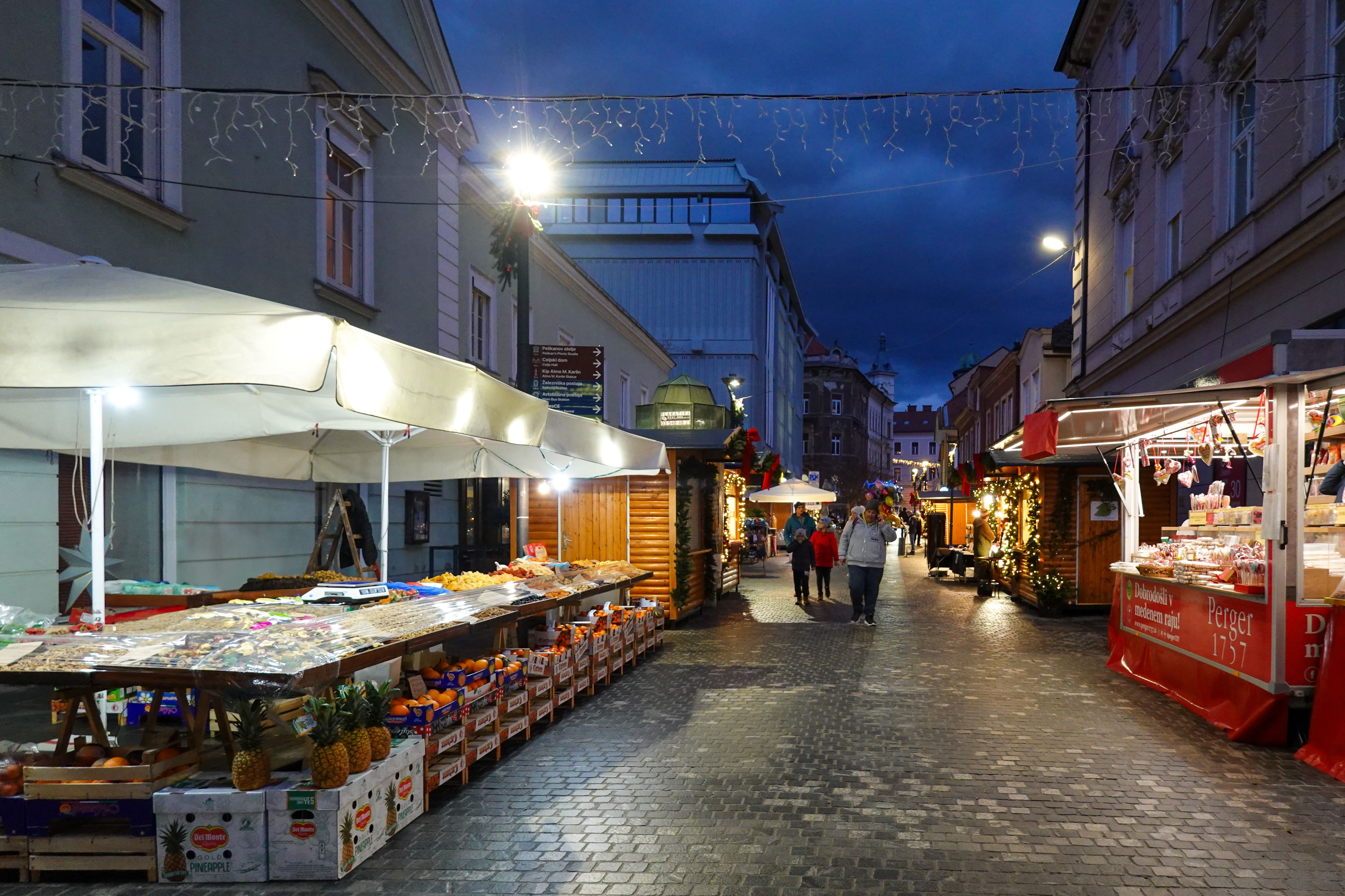 Charming European Street Market at Twilight · Free Stock Photo