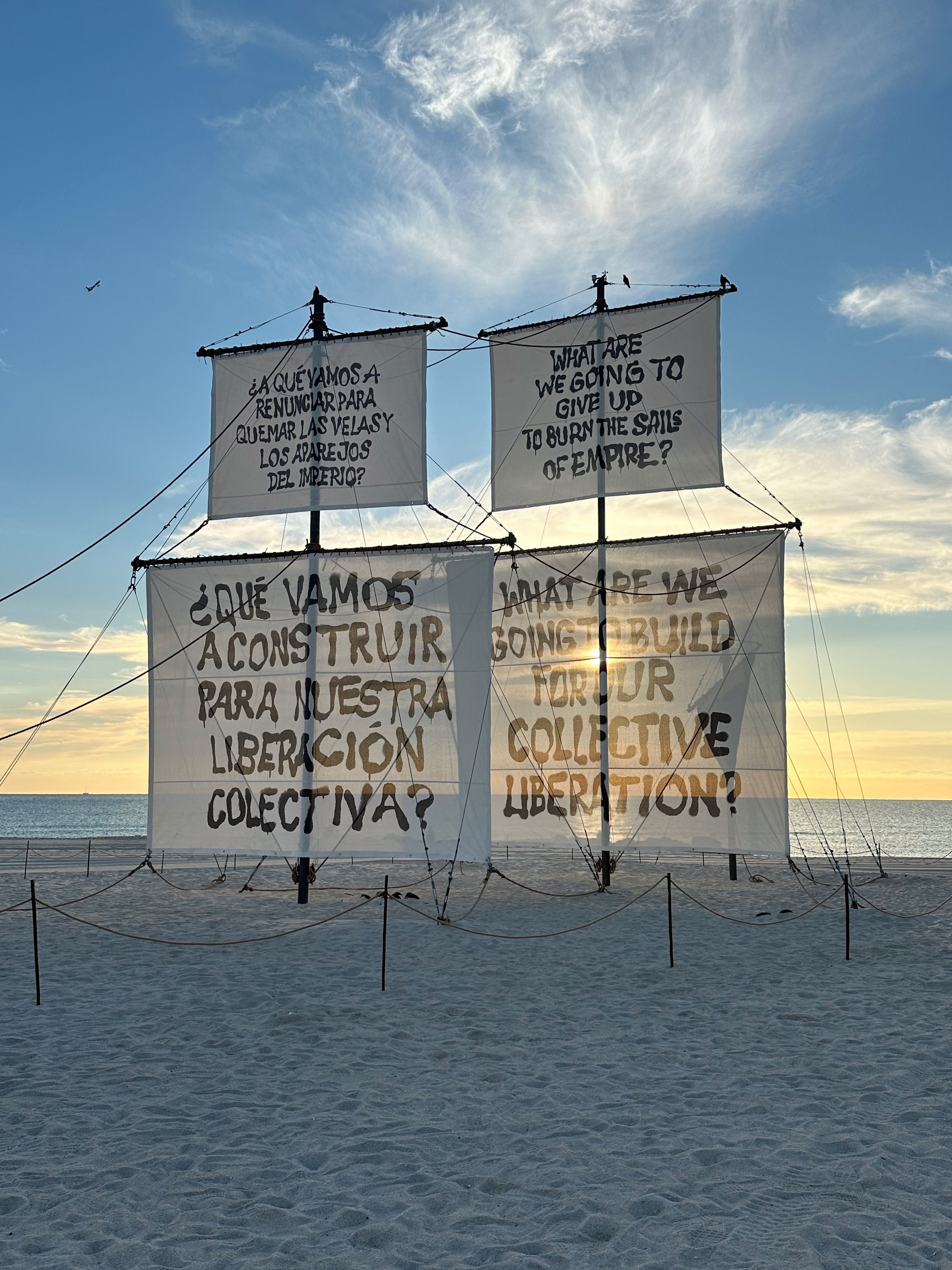 Beach Art Installation Highlighting Social Themes · Free Stock Photo