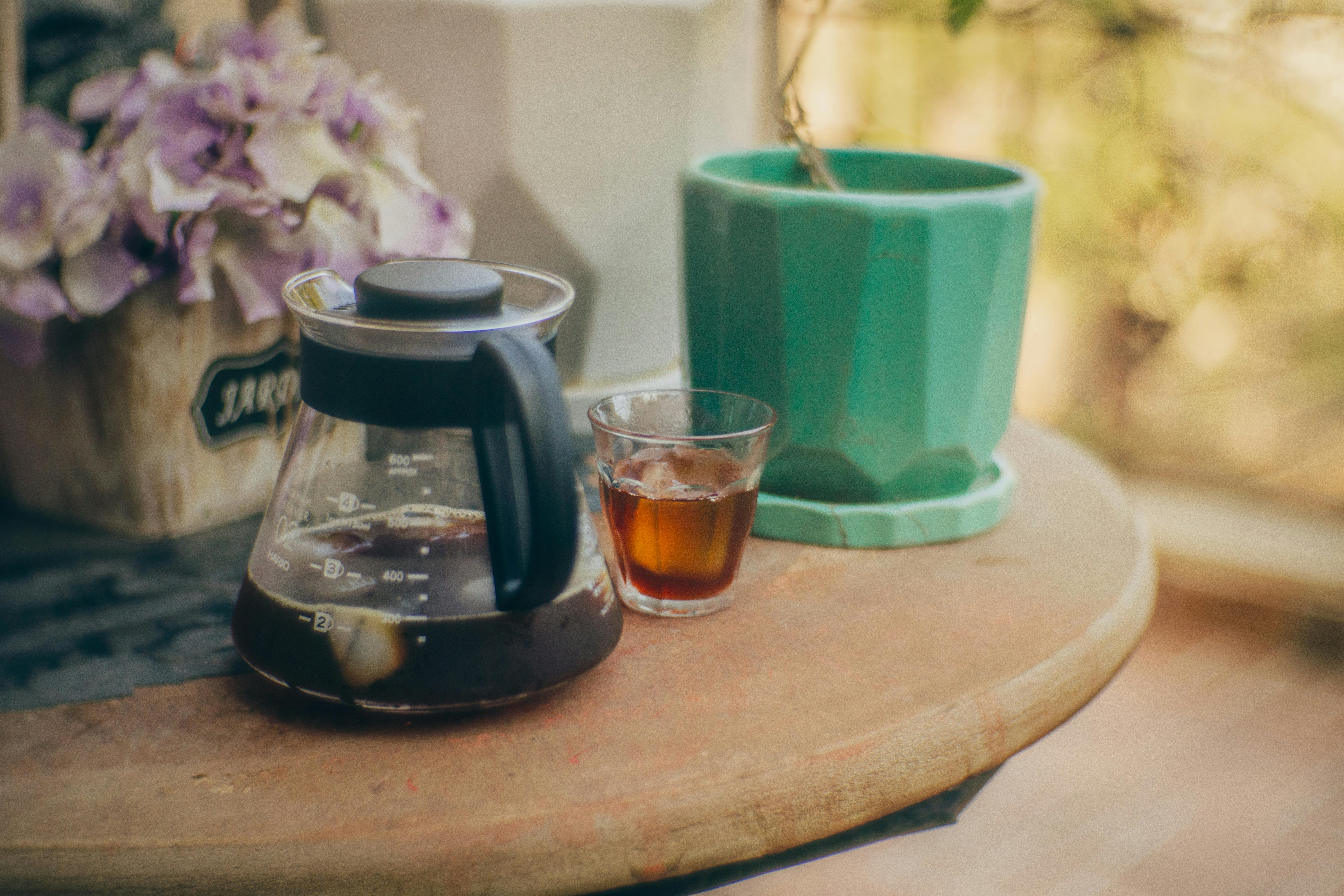 High-Angle of Iced Coffee with V60 Setup · Free Stock Photo