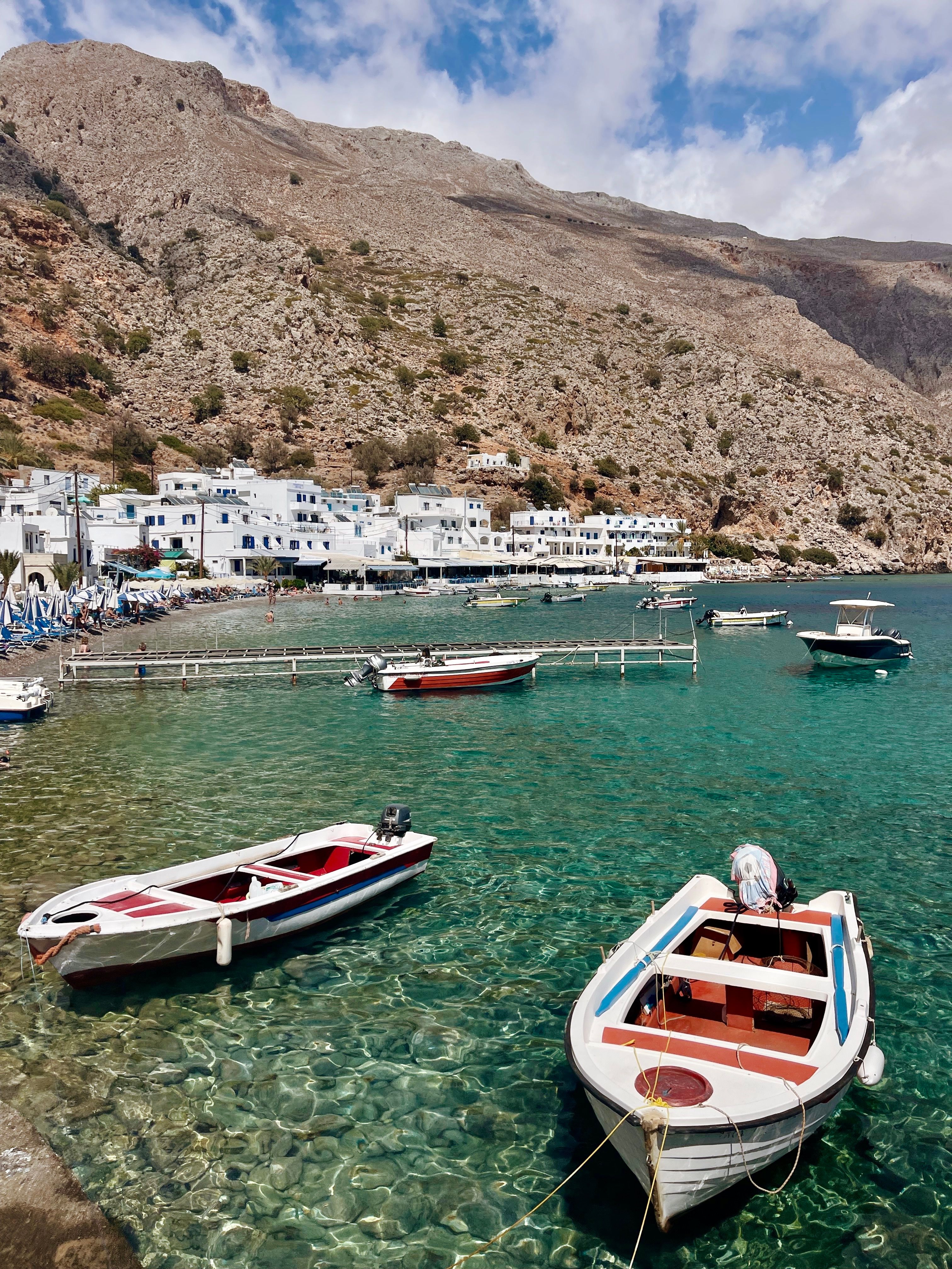 Scenic Harbor with Boats in Loutro, Crete · Free Stock Photo