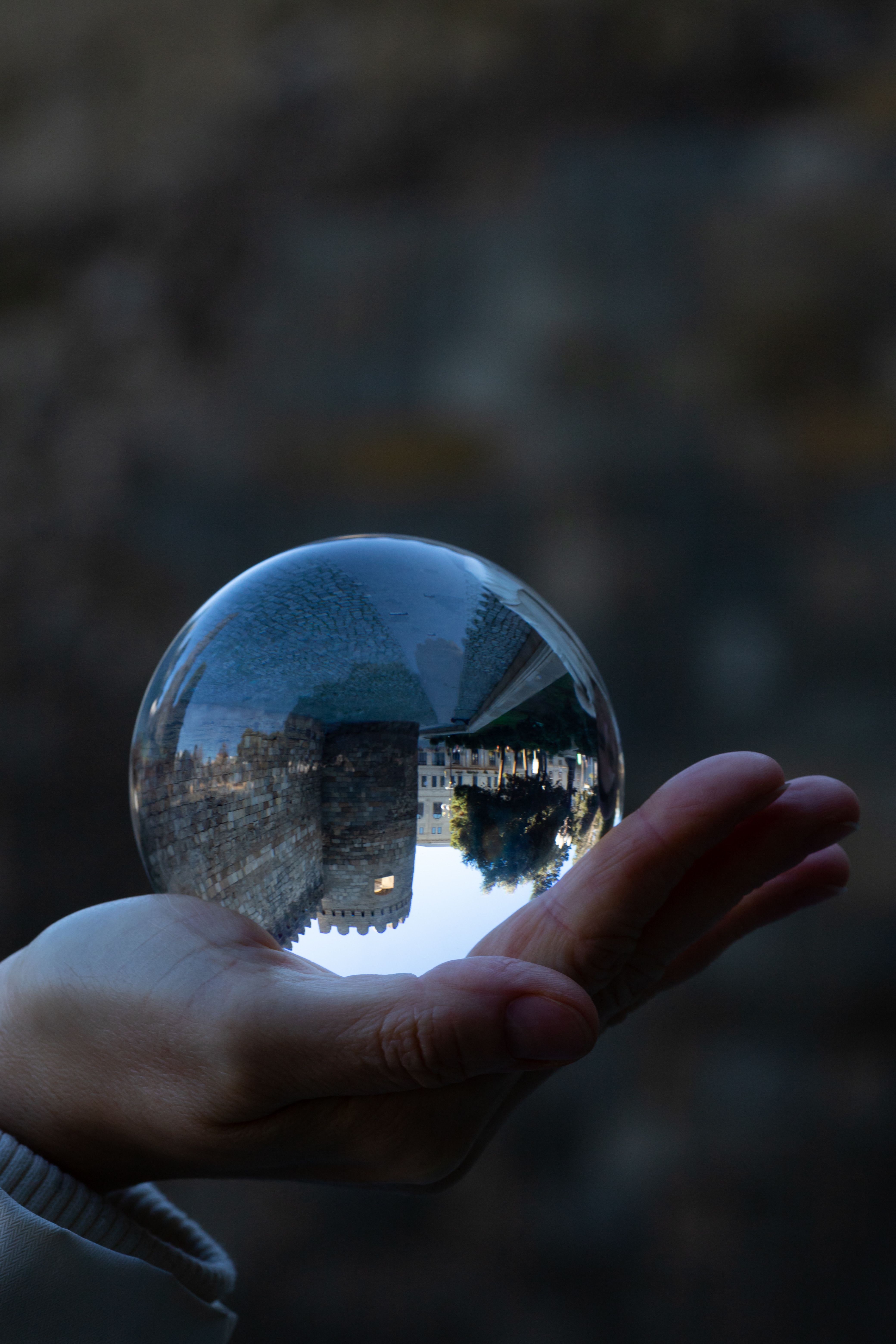 Crystal Ball Captures Reflection in Baku · Free Stock Photo