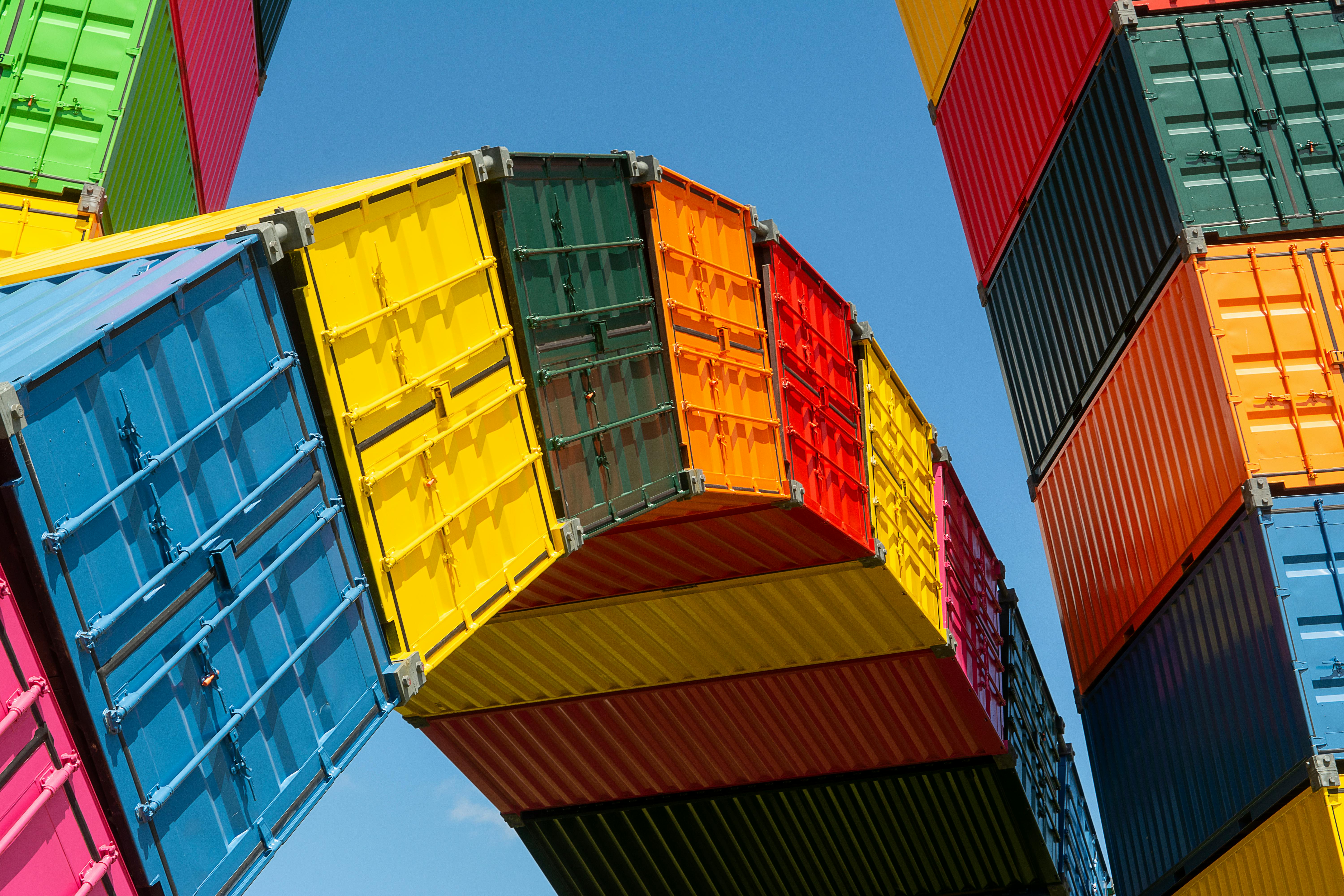 Colorful Shipping Container Sculpture in Le Havre · Free Stock Photo