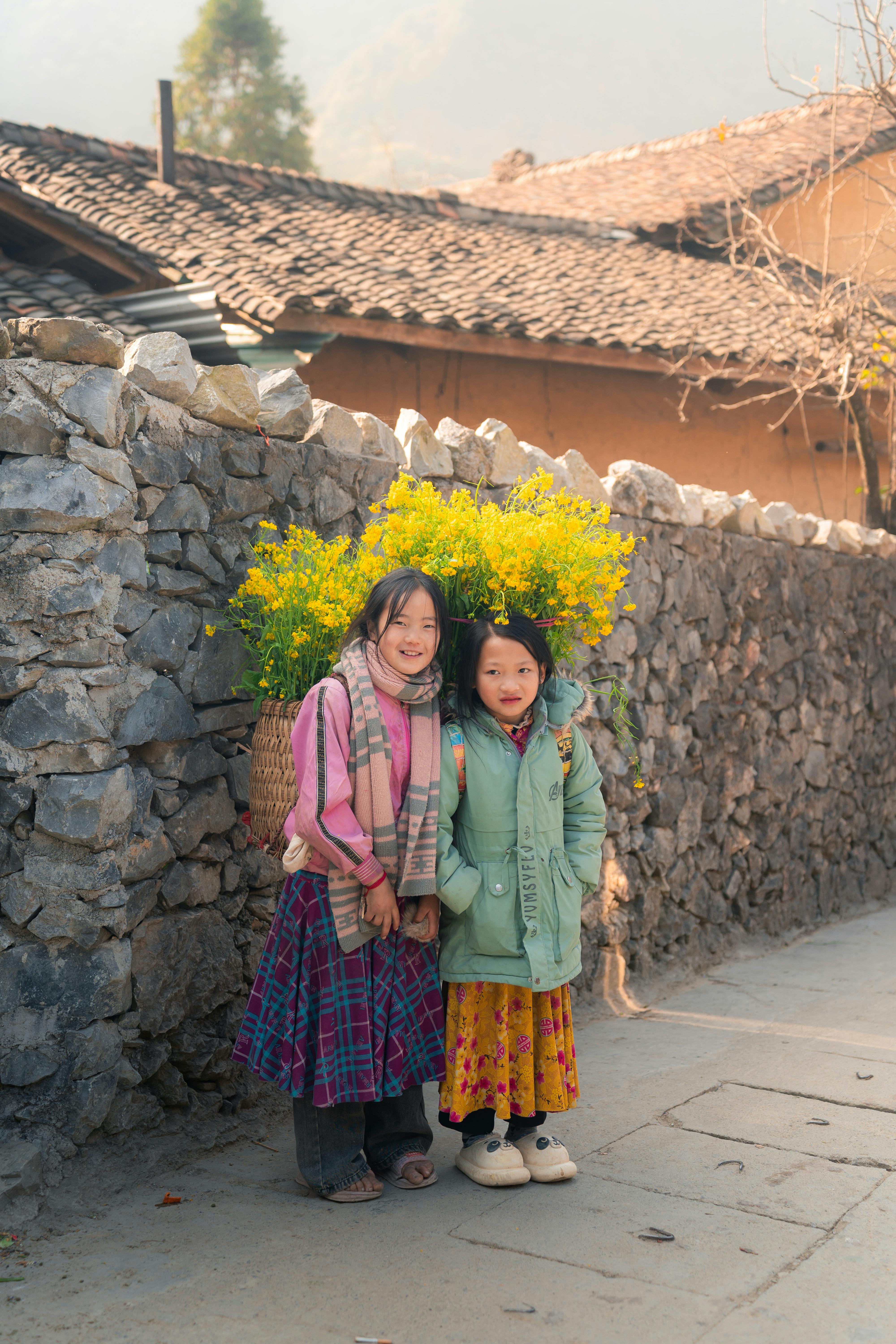 Young Girls in Traditional Attire in Hà Giang, Vietnam · Free Stock Photo