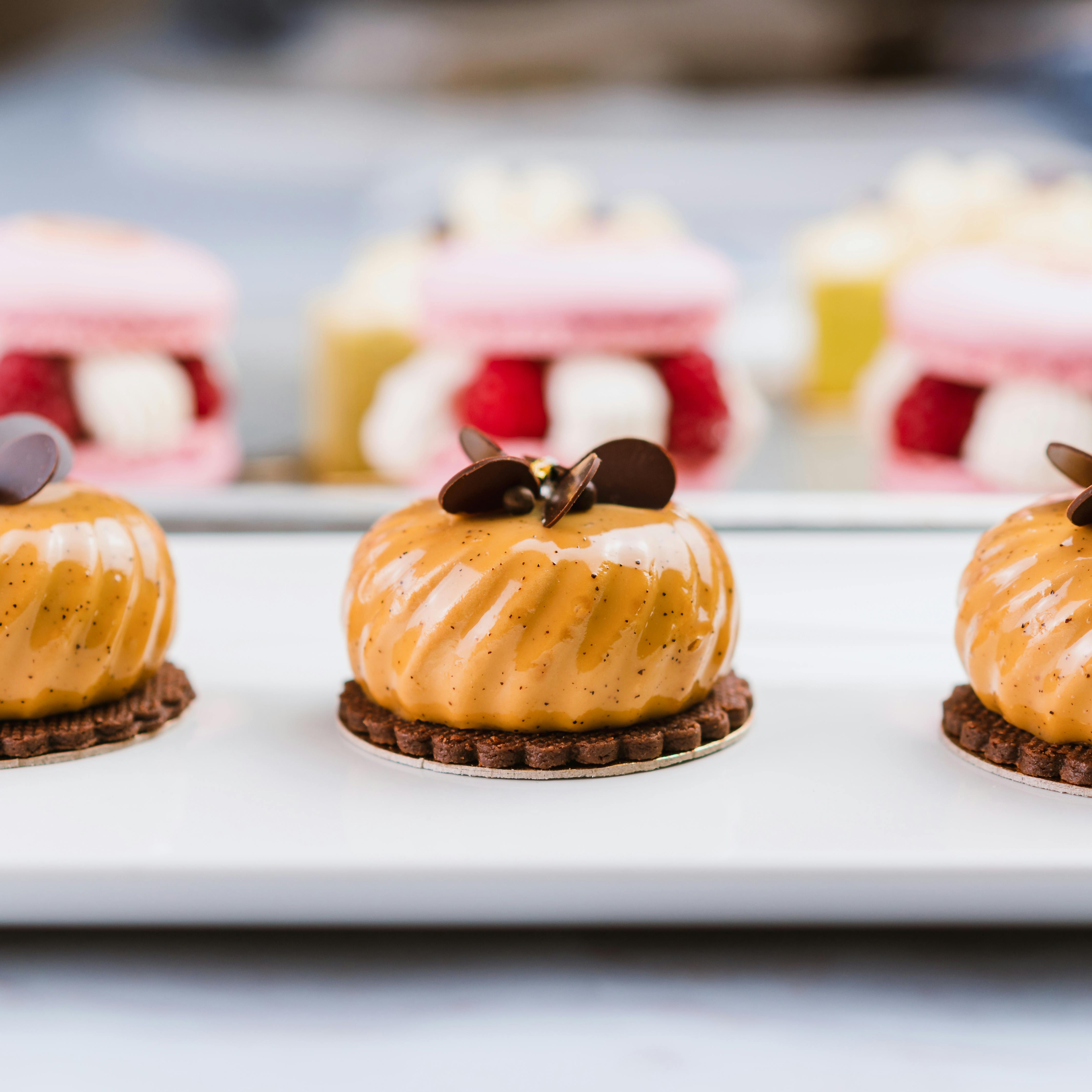 Elegant Caramel Glazed Pastry Display · Free Stock Photo