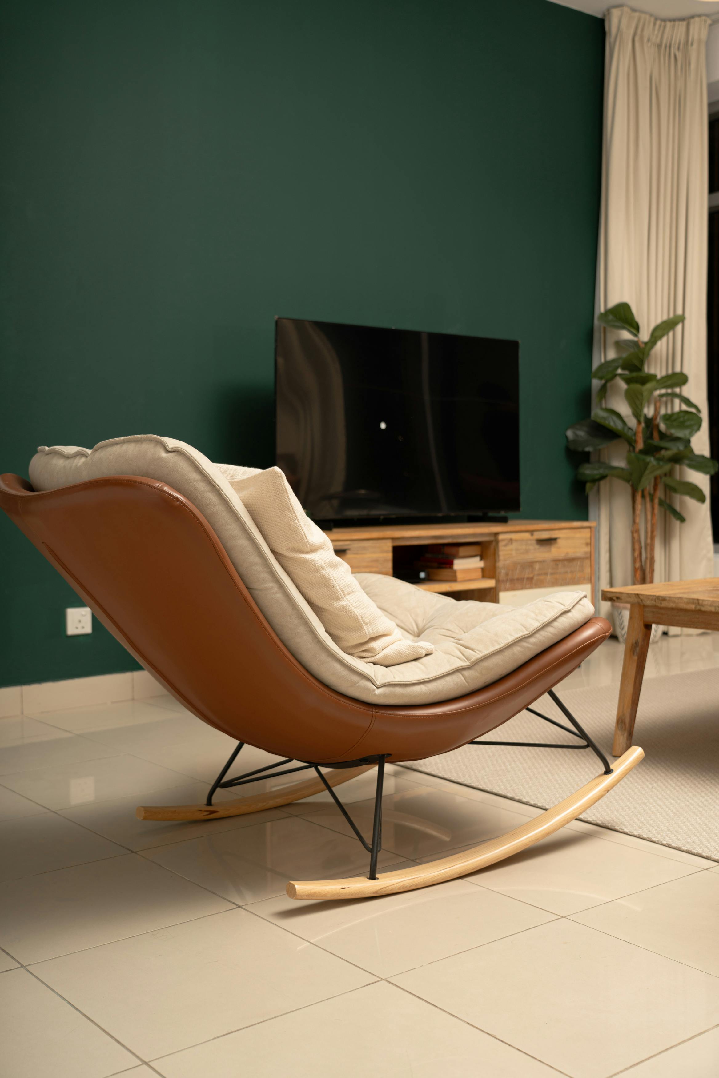 Modern Living Room with Stylish Rocking Chair · Free Stock Photo