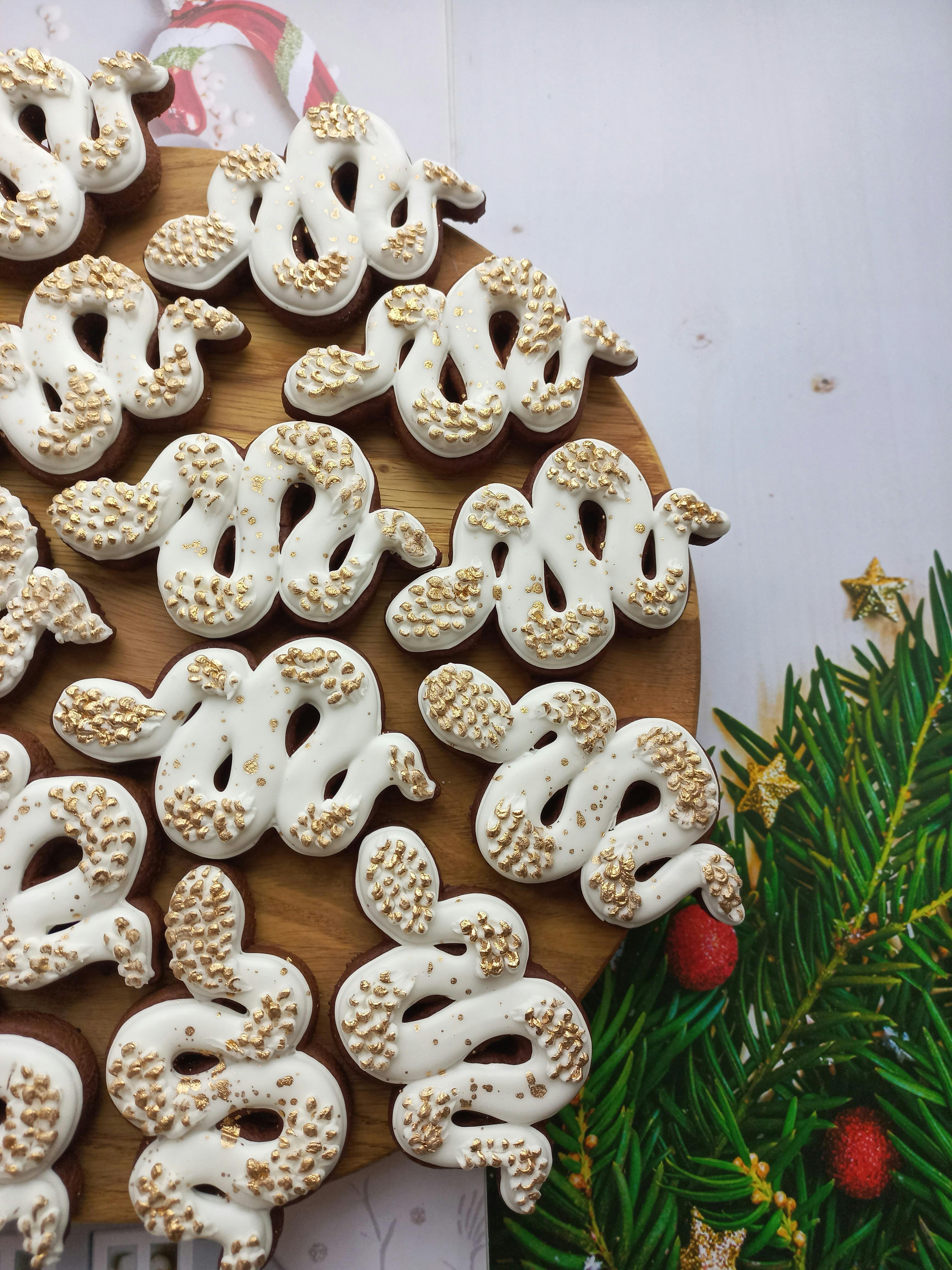 Festive Christmas Snake-shaped Meringue Cookies · Free Stock Photo
