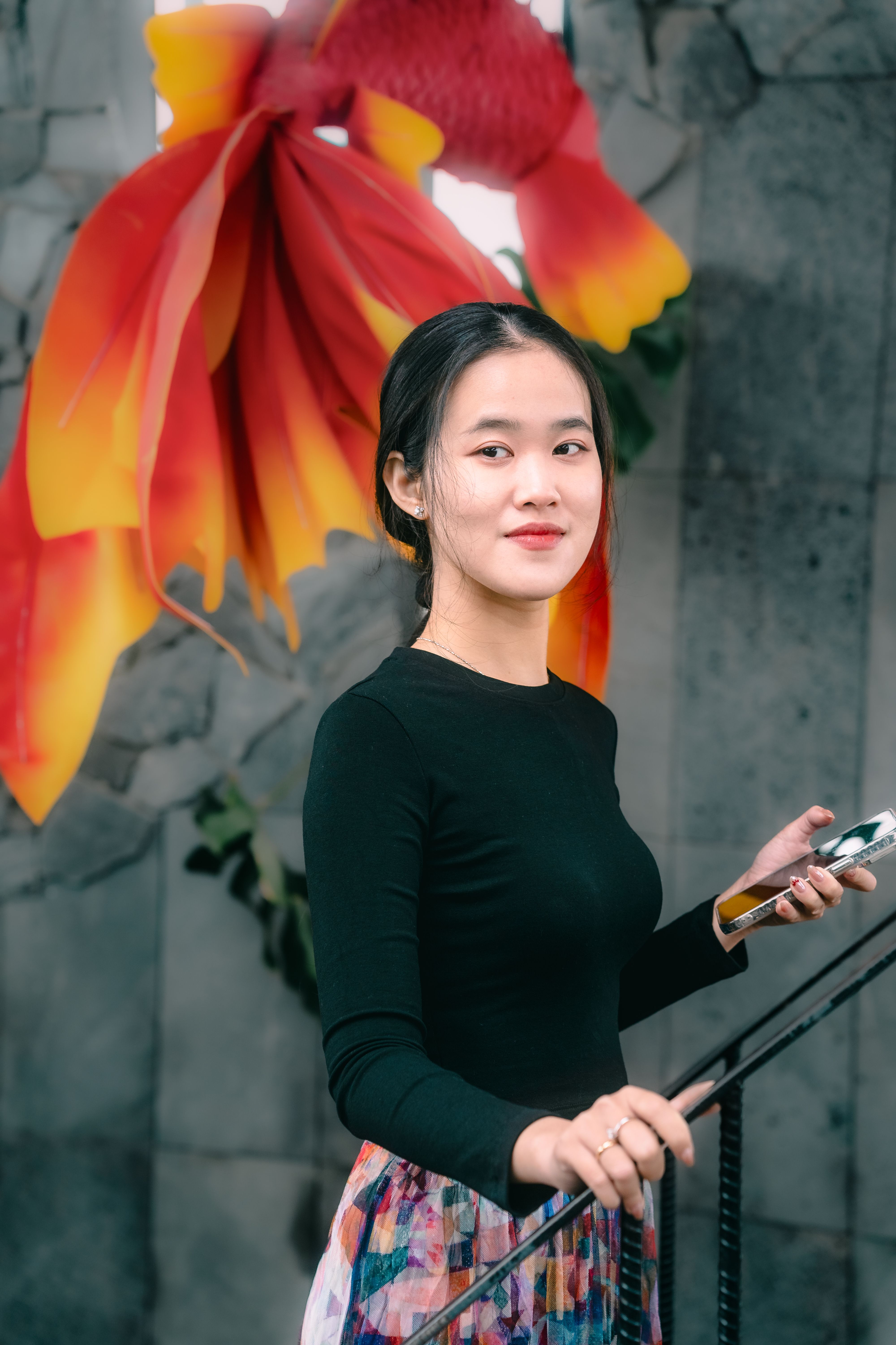 Portrait of Woman with Artistic Backdrop · Free Stock Photo