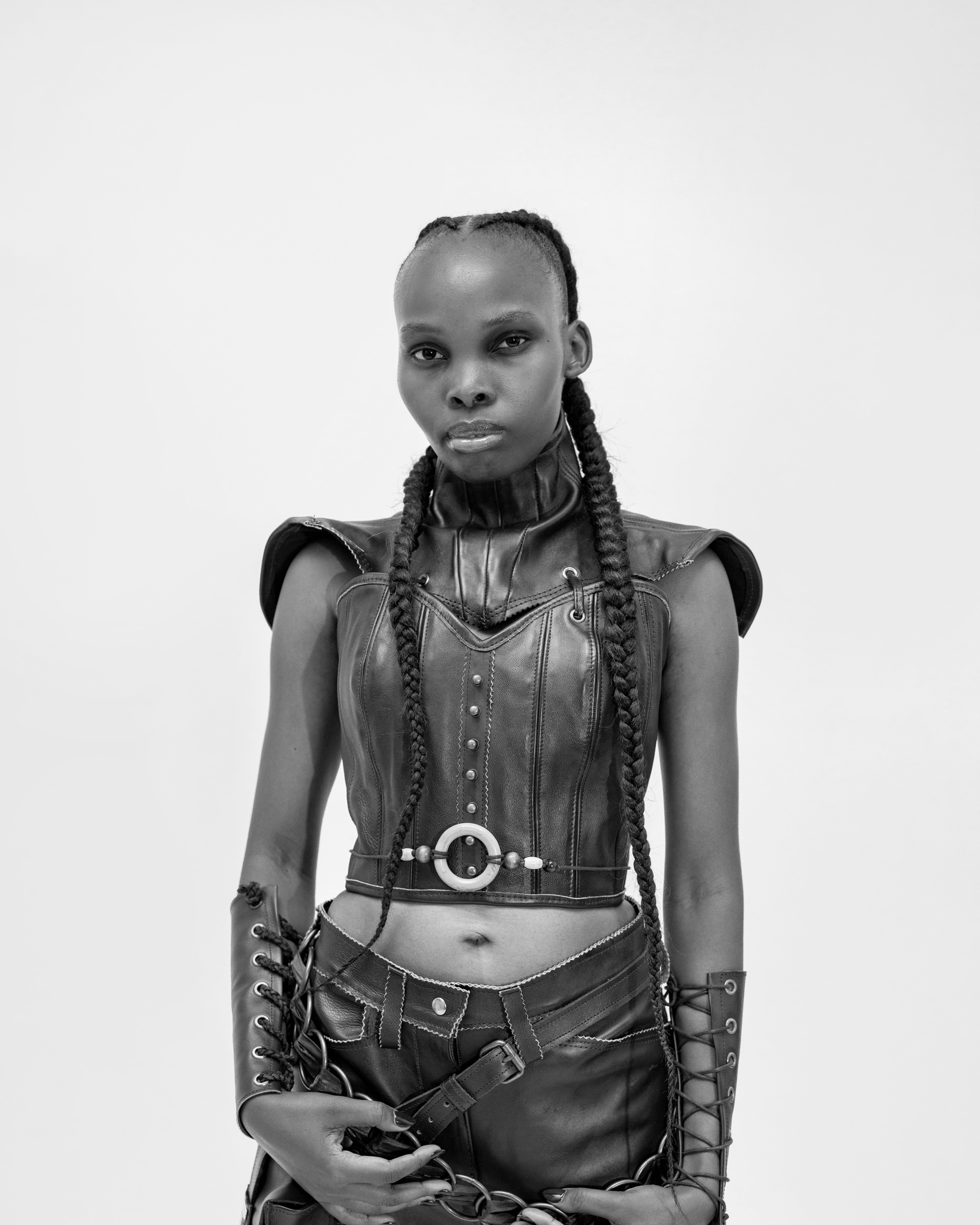 Stylish Portrait of Model in Leather Outfit · Free Stock Photo