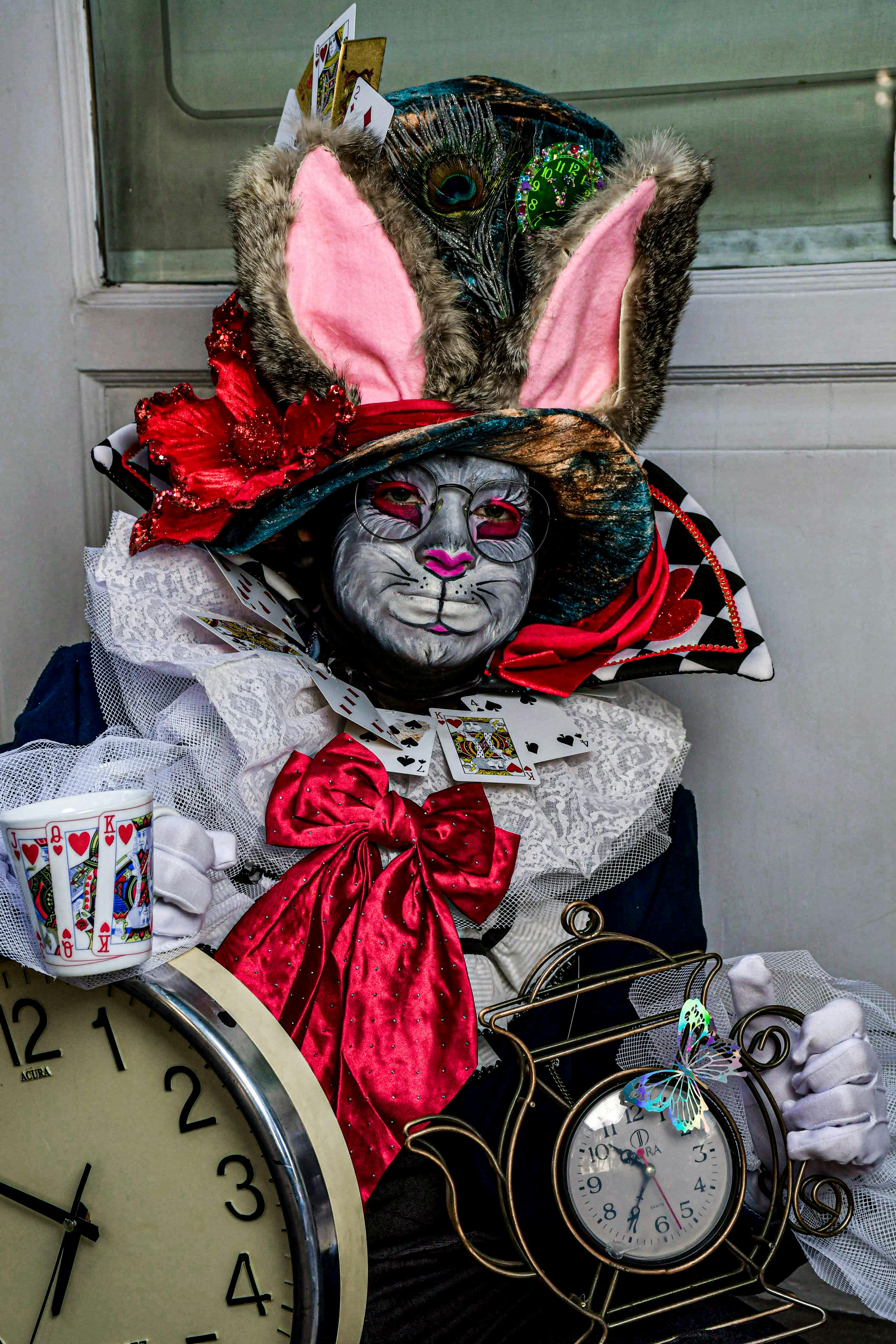 Whimsical Rabbit-Inspired Costume with Clocks · Free Stock Photo