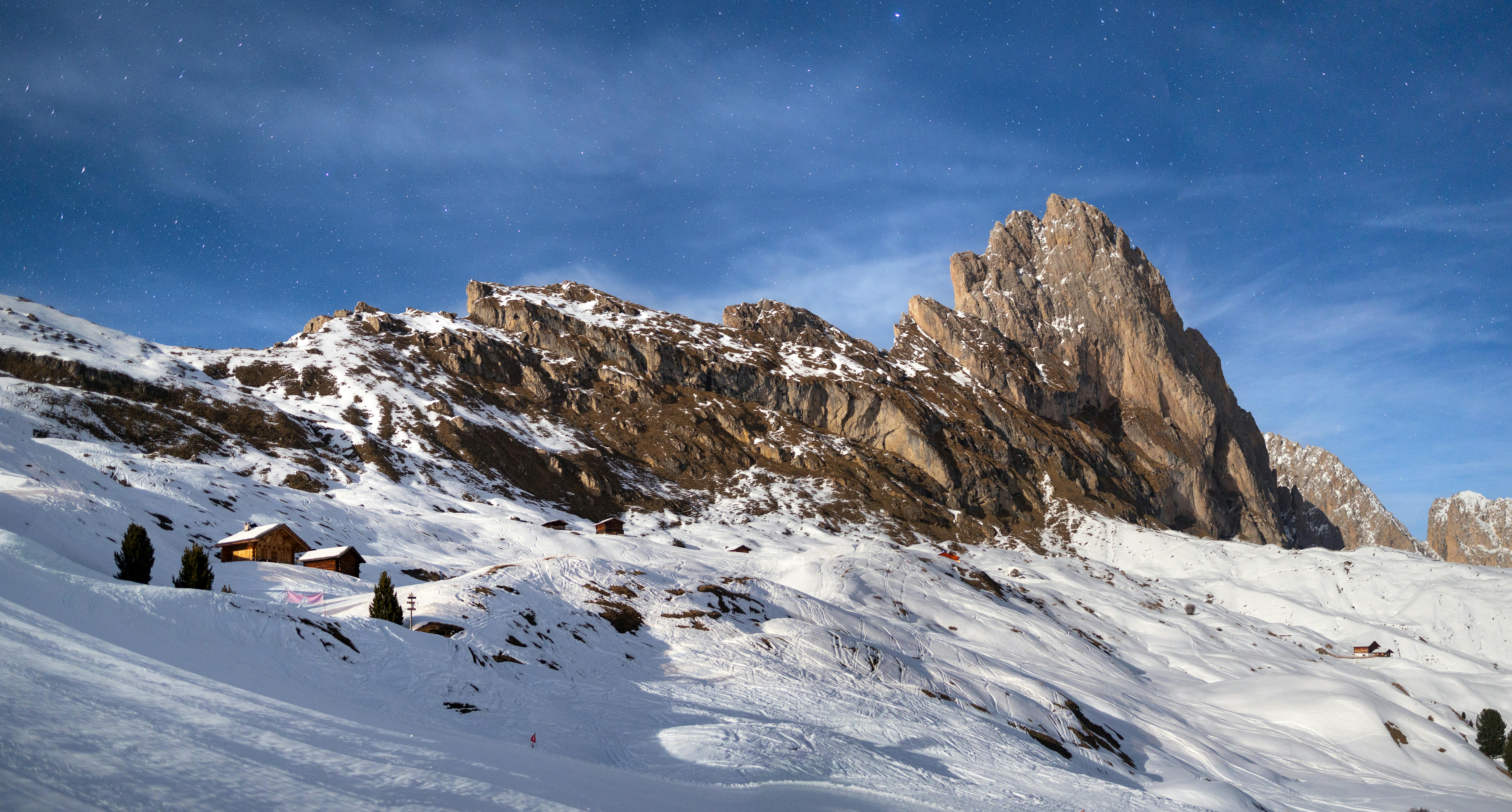 Starry Night Over Snowy Italian Alps Landscape · Free Stock Photo