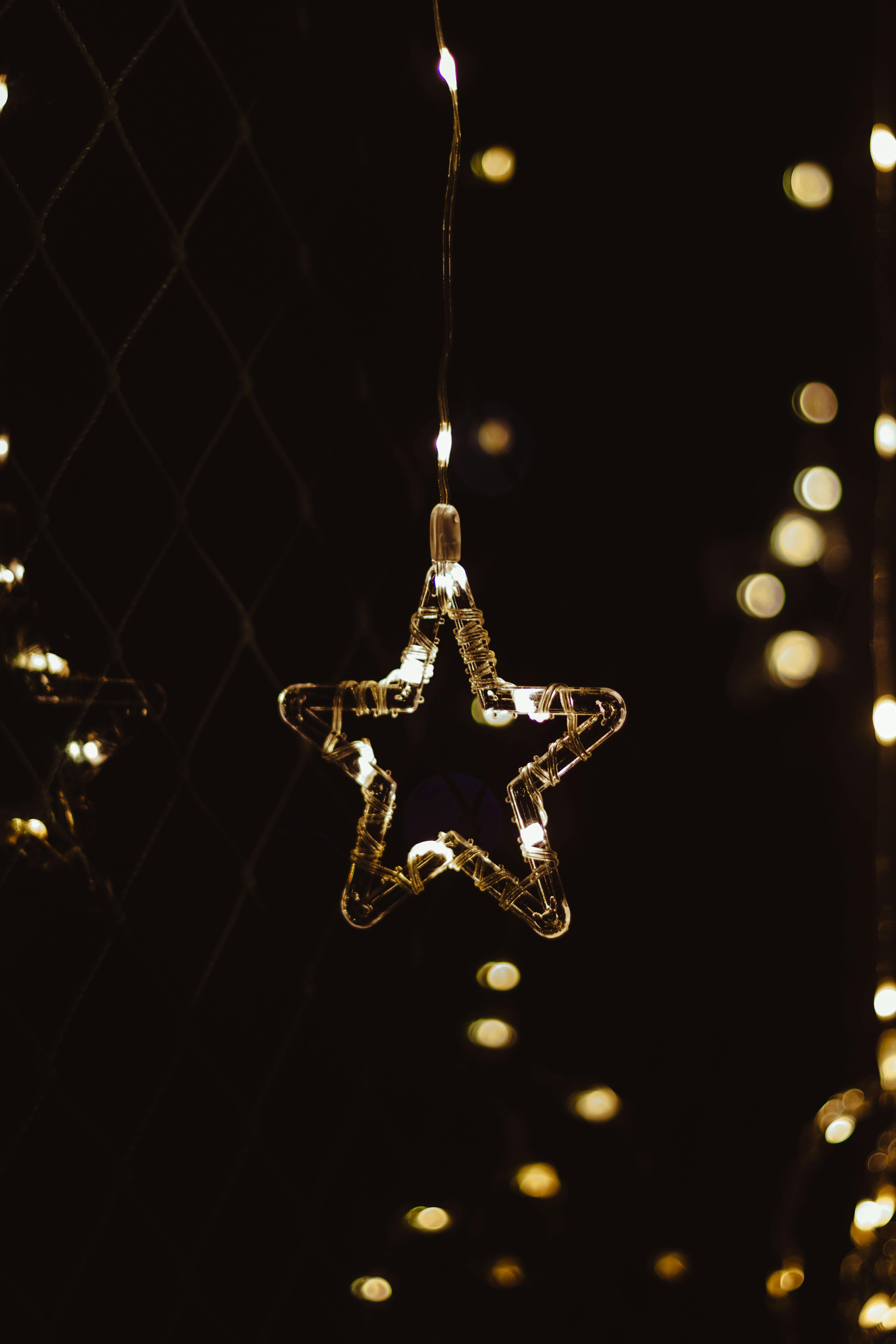 Twinkling Star String Light at Night · Free Stock Photo