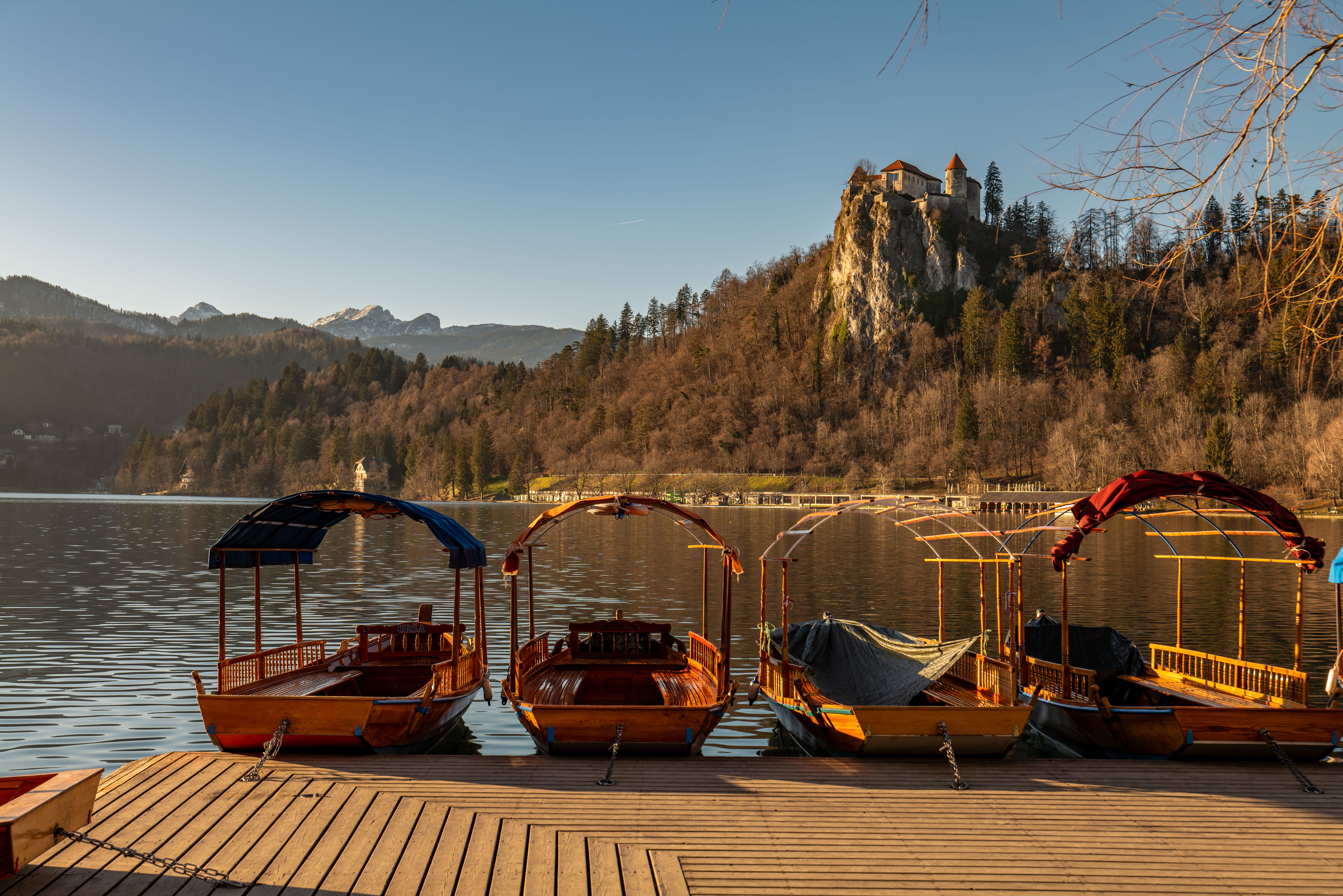 Lake Bled View with Traditional Pletna Boats · Free Stock Photo