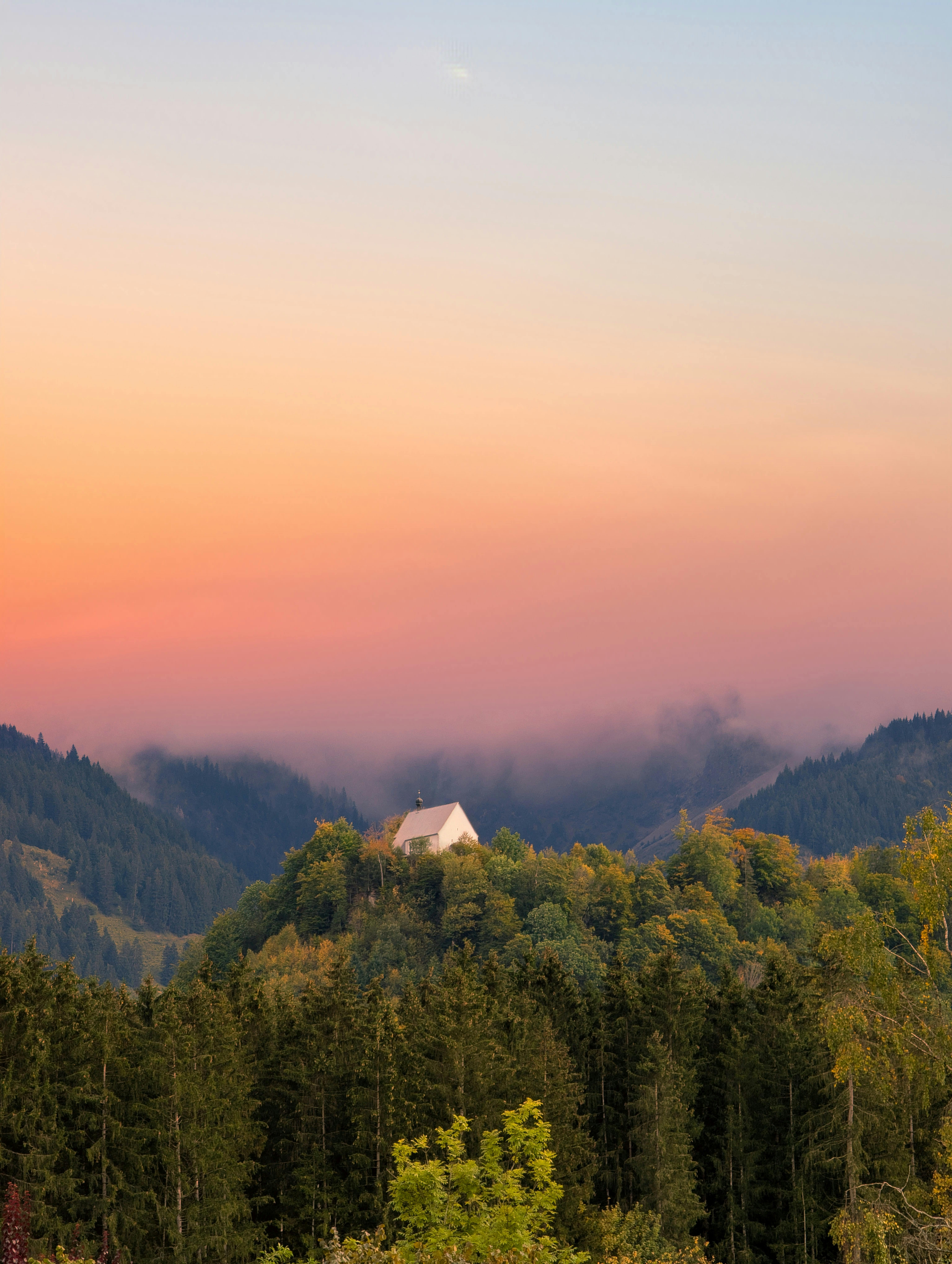 Picturesque Alpine Sunset Over Bavarian Forest · Free Stock Photo