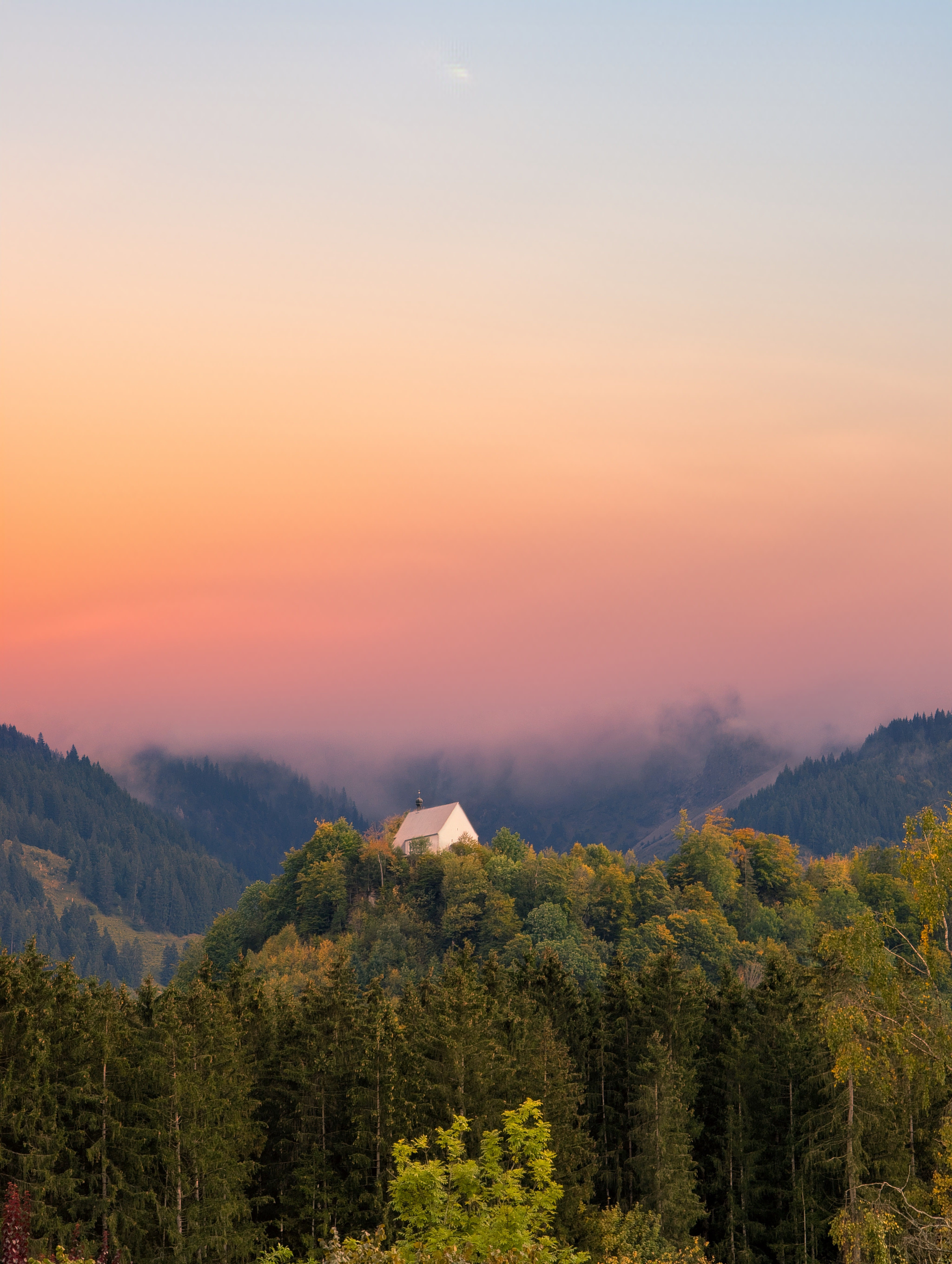 Picturesque Alpine Sunset Over Bavarian Forest · Free Stock Photo