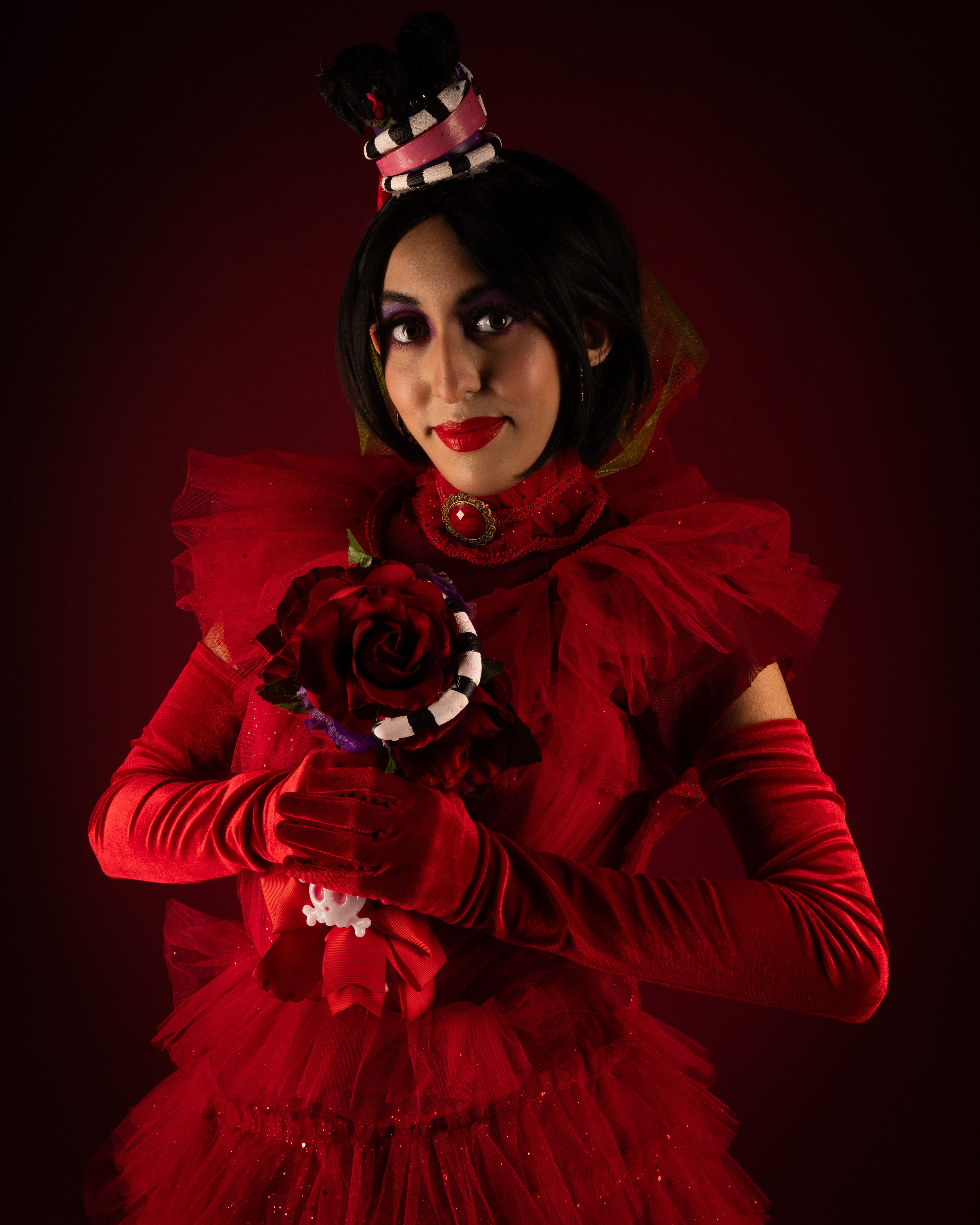 Dramatic Cosplay Portrait with Red Accents · Free Stock Photo