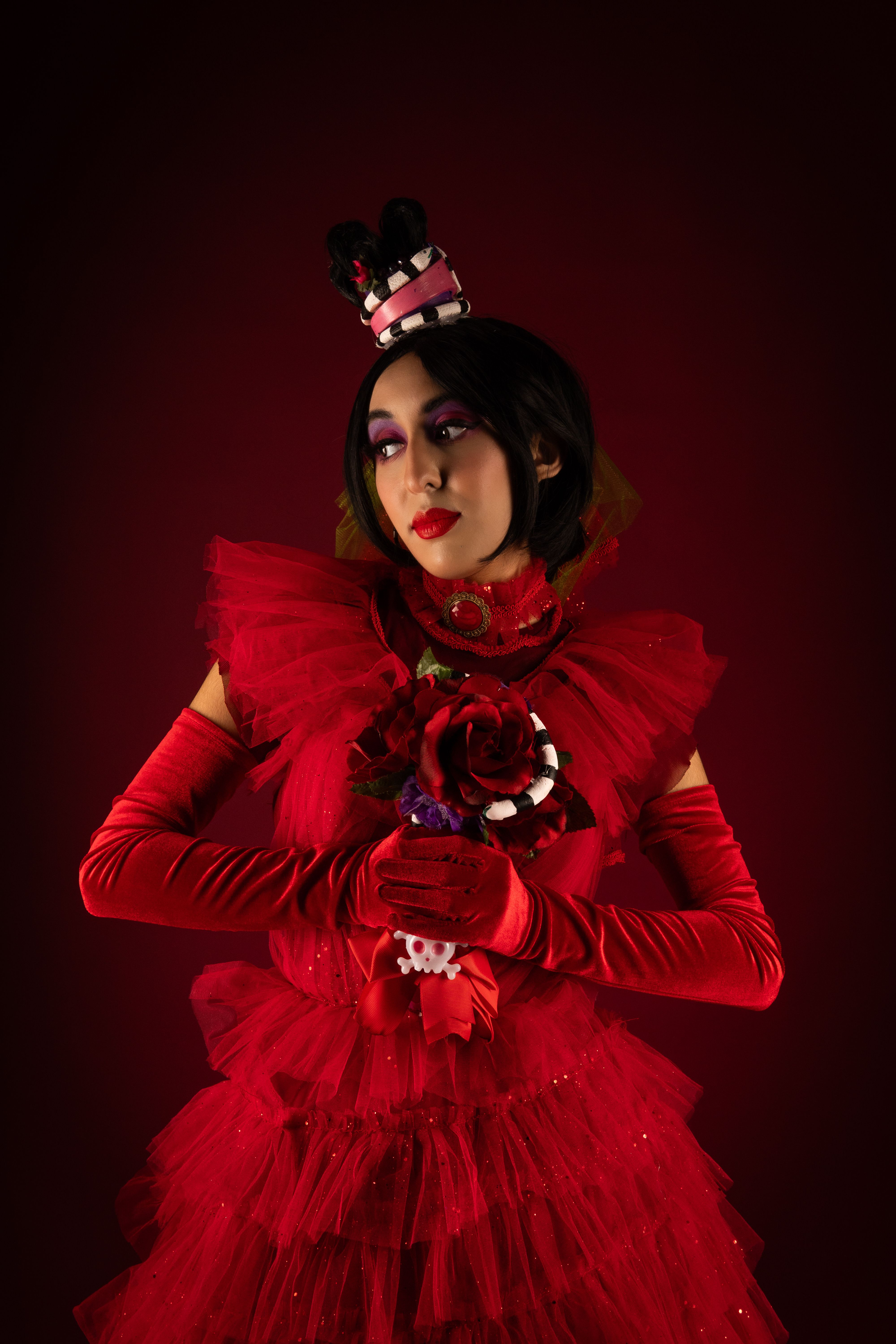 Dramatic Red Cosplay Portrait in Studio · Free Stock Photo