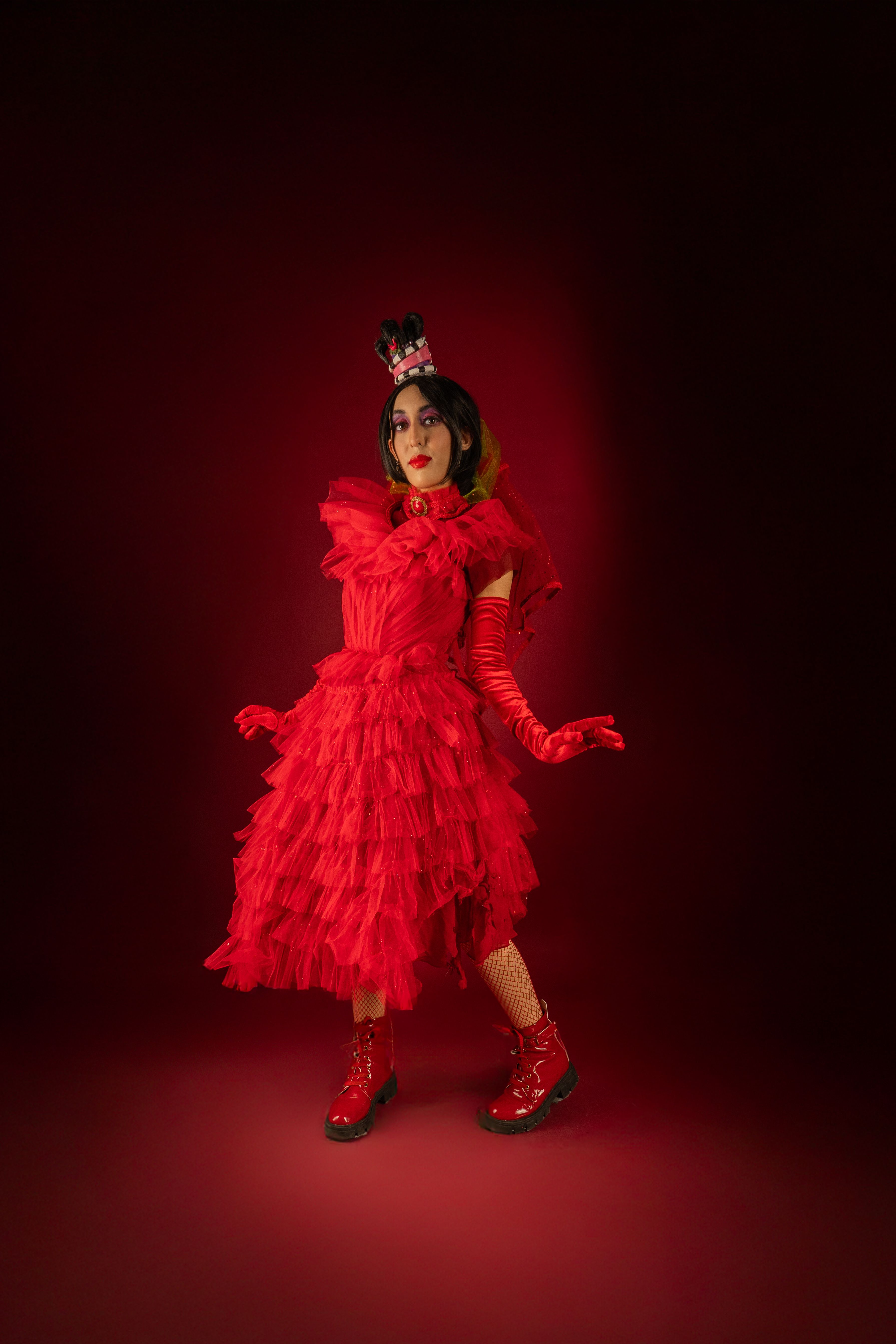 Vibrant Red Cosplay Portrait with Wig · Free Stock Photo
