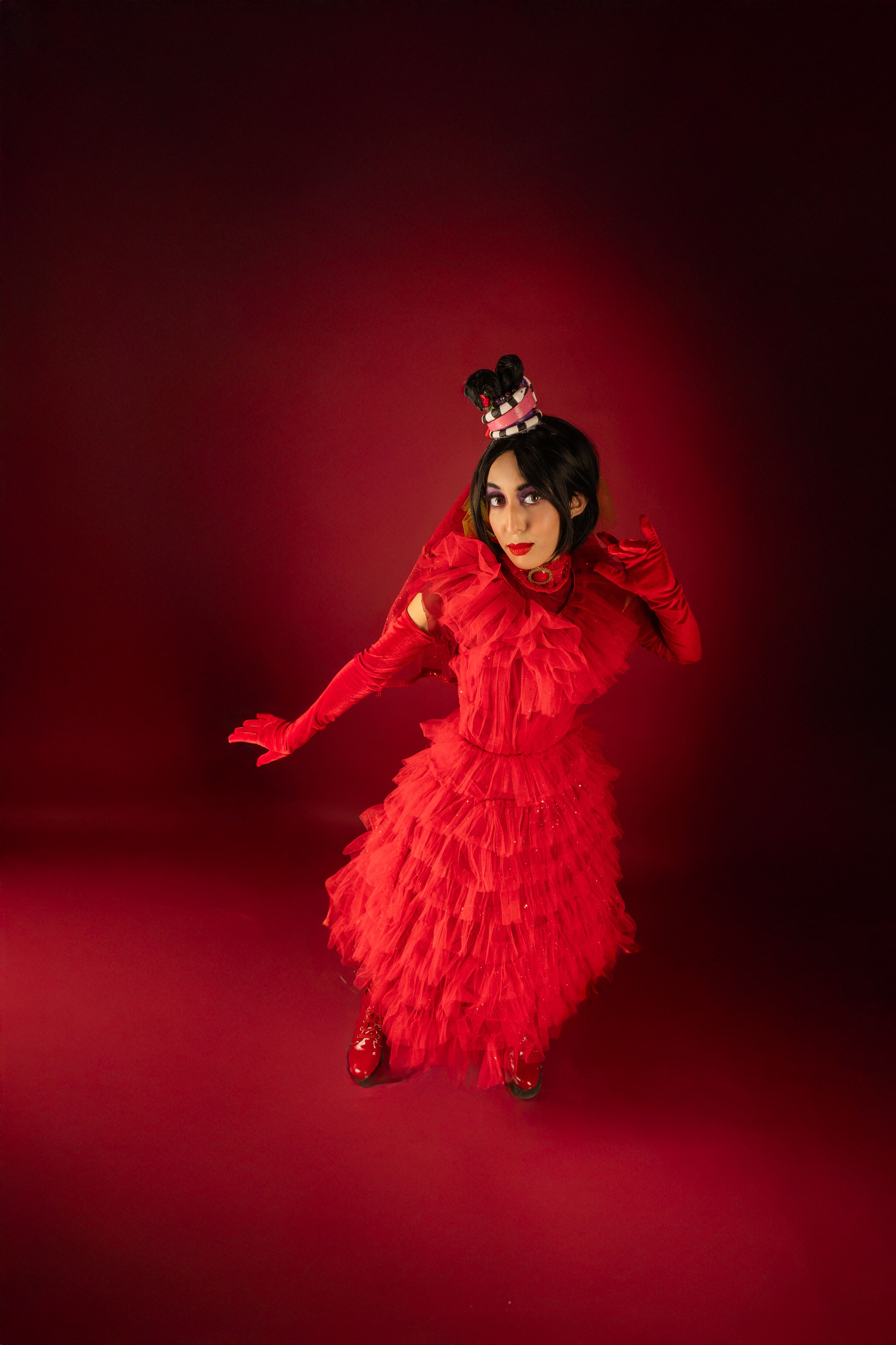 Gothic Cosplay Character in Red Dress with Crown · Free Stock Photo