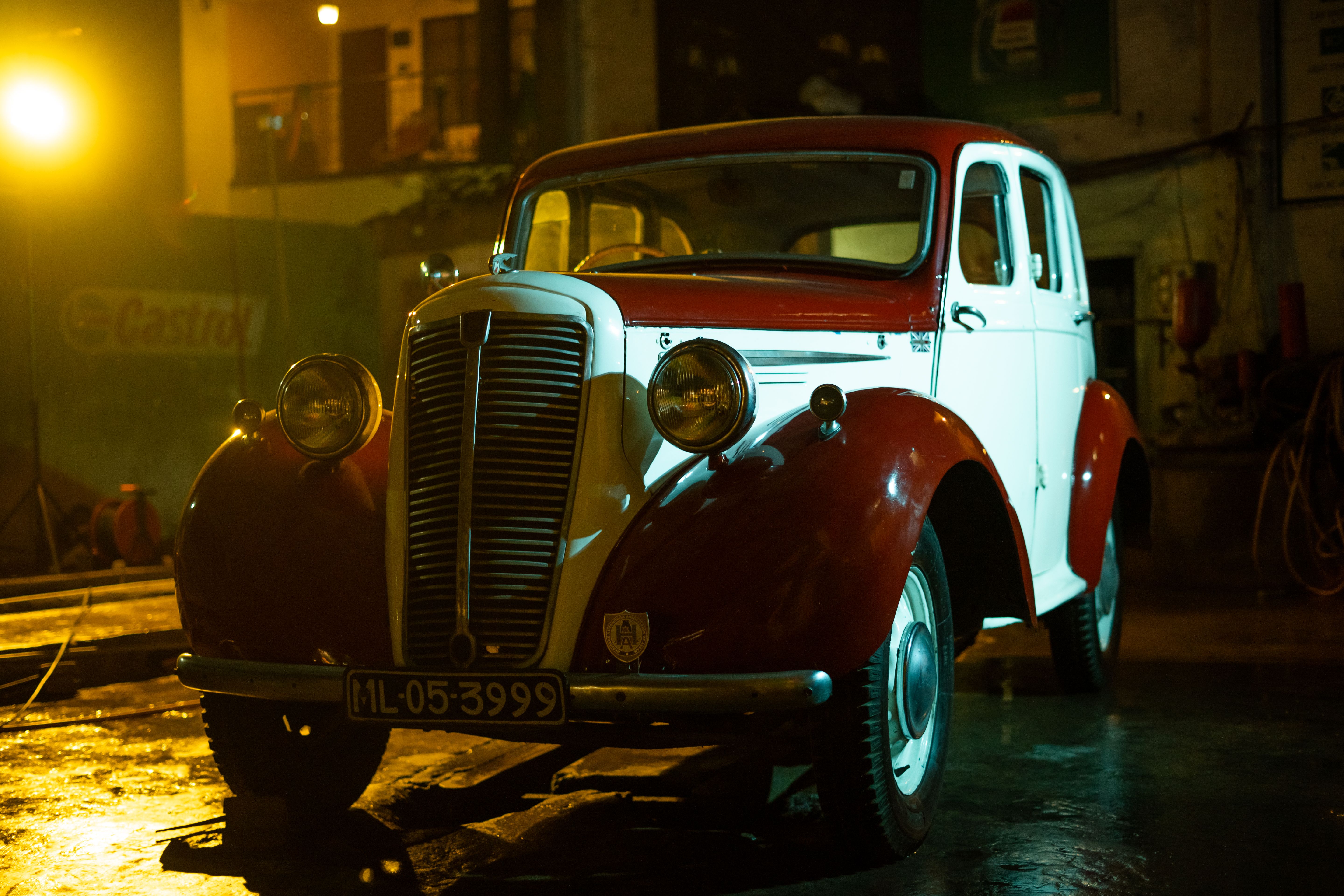 Vintage Car at Night in Retro Workshop · Free Stock Photo