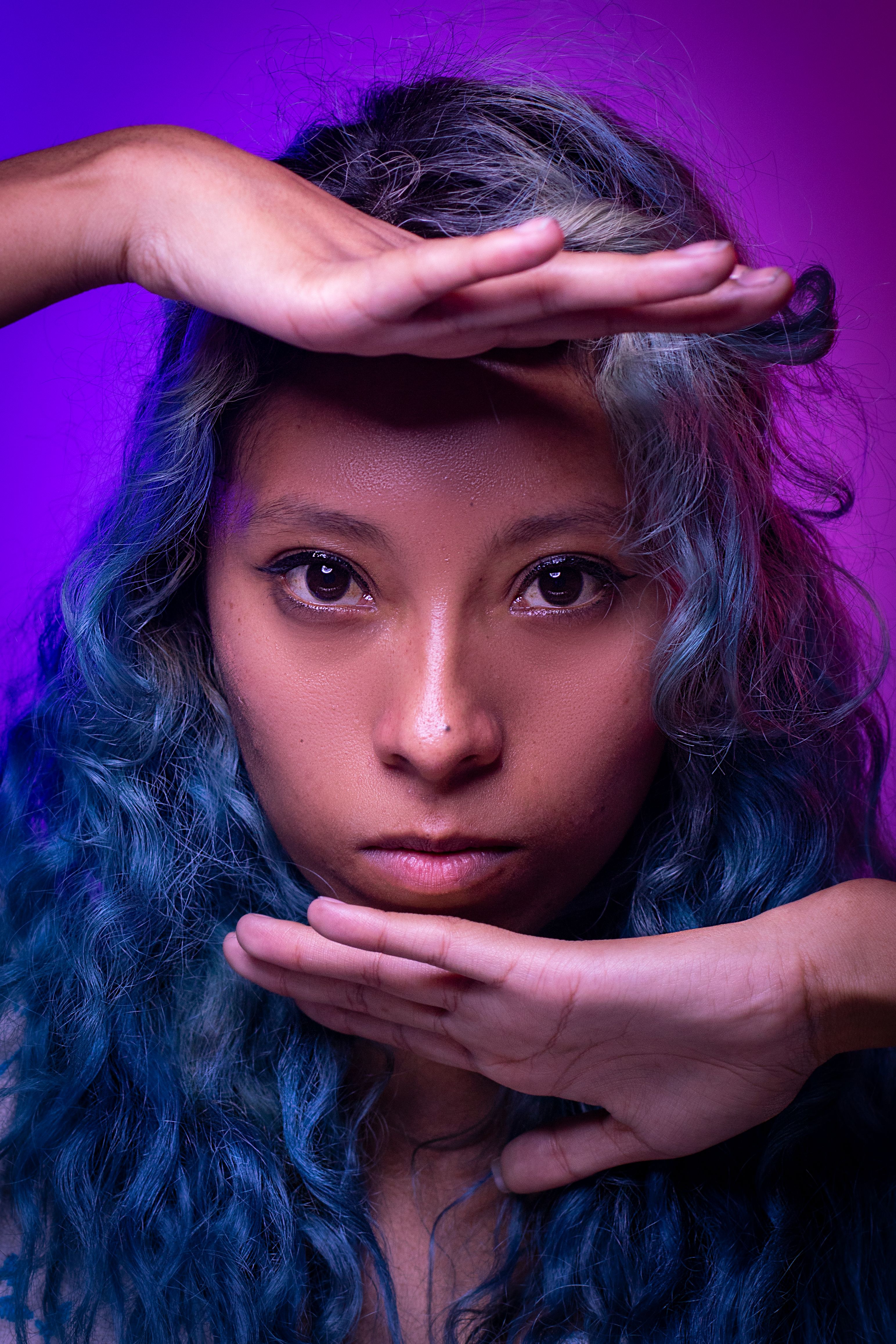 Vibrant Portrait of Woman with Blue Hair · Free Stock Photo