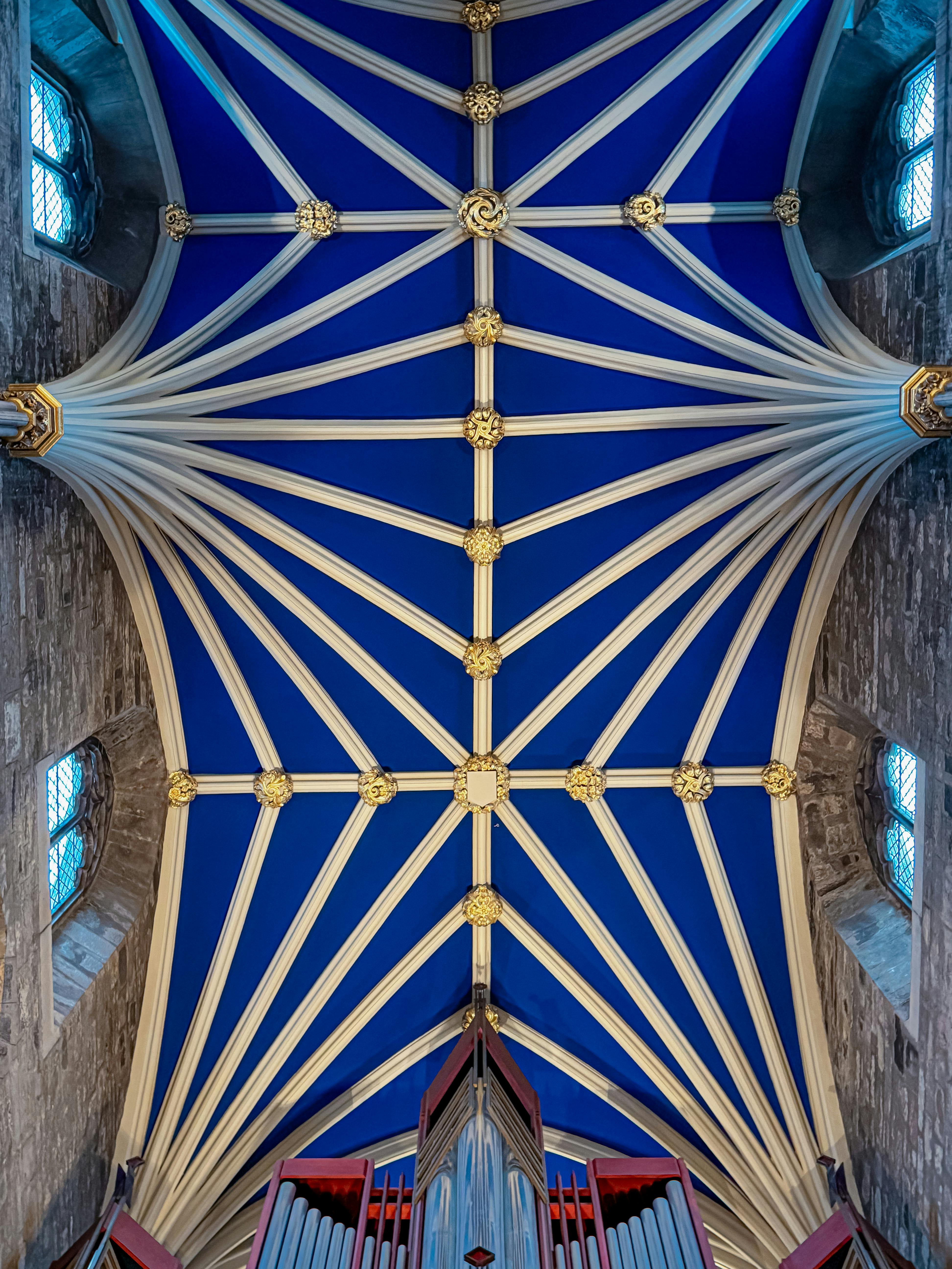 Vibrant Gothic Vaulted Ceiling in Edinburgh Cathedral · Free Stock Photo