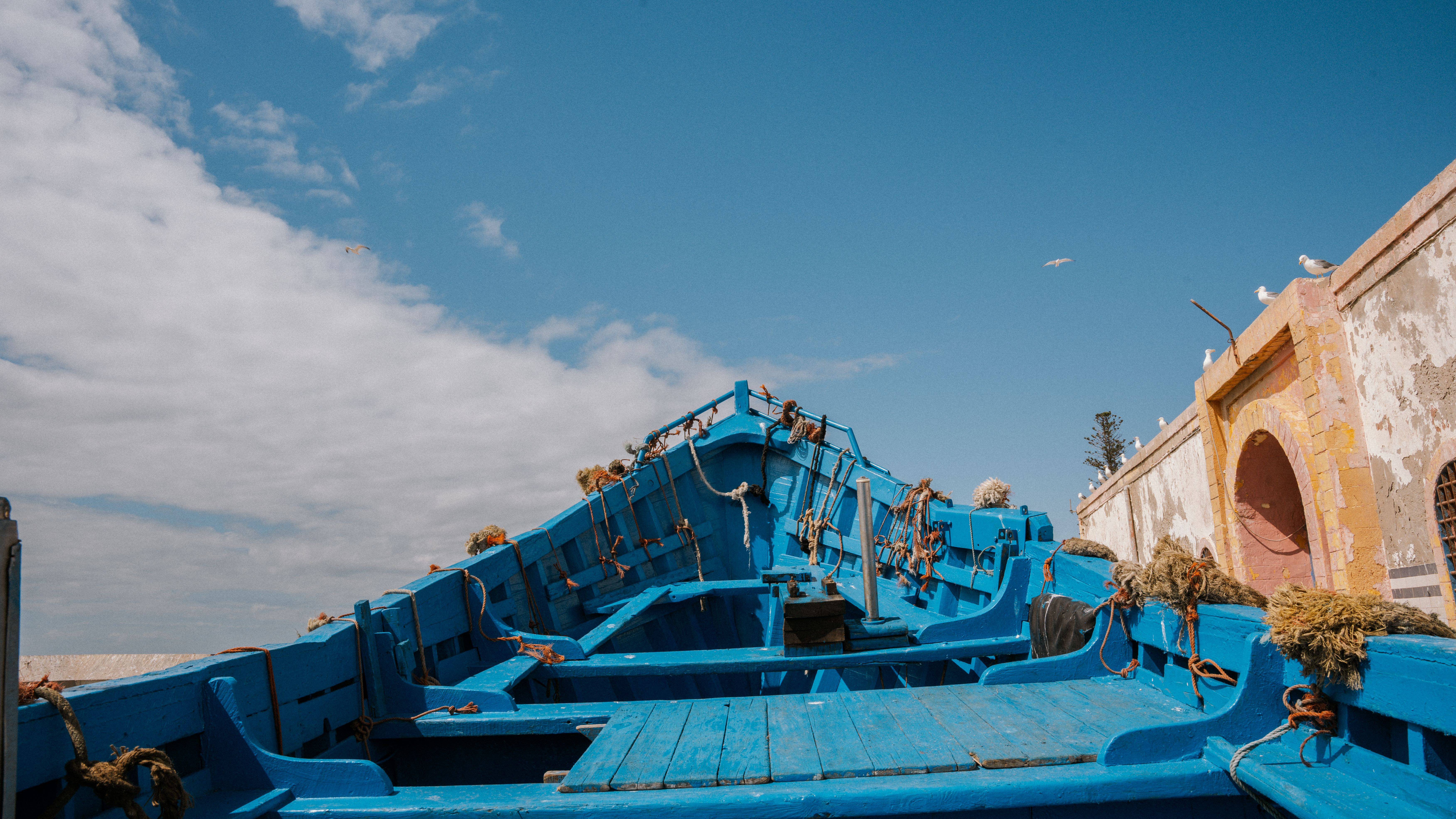 Colorful Blue Boat in Essaouira Harbor, Morocco · Free Stock Photo