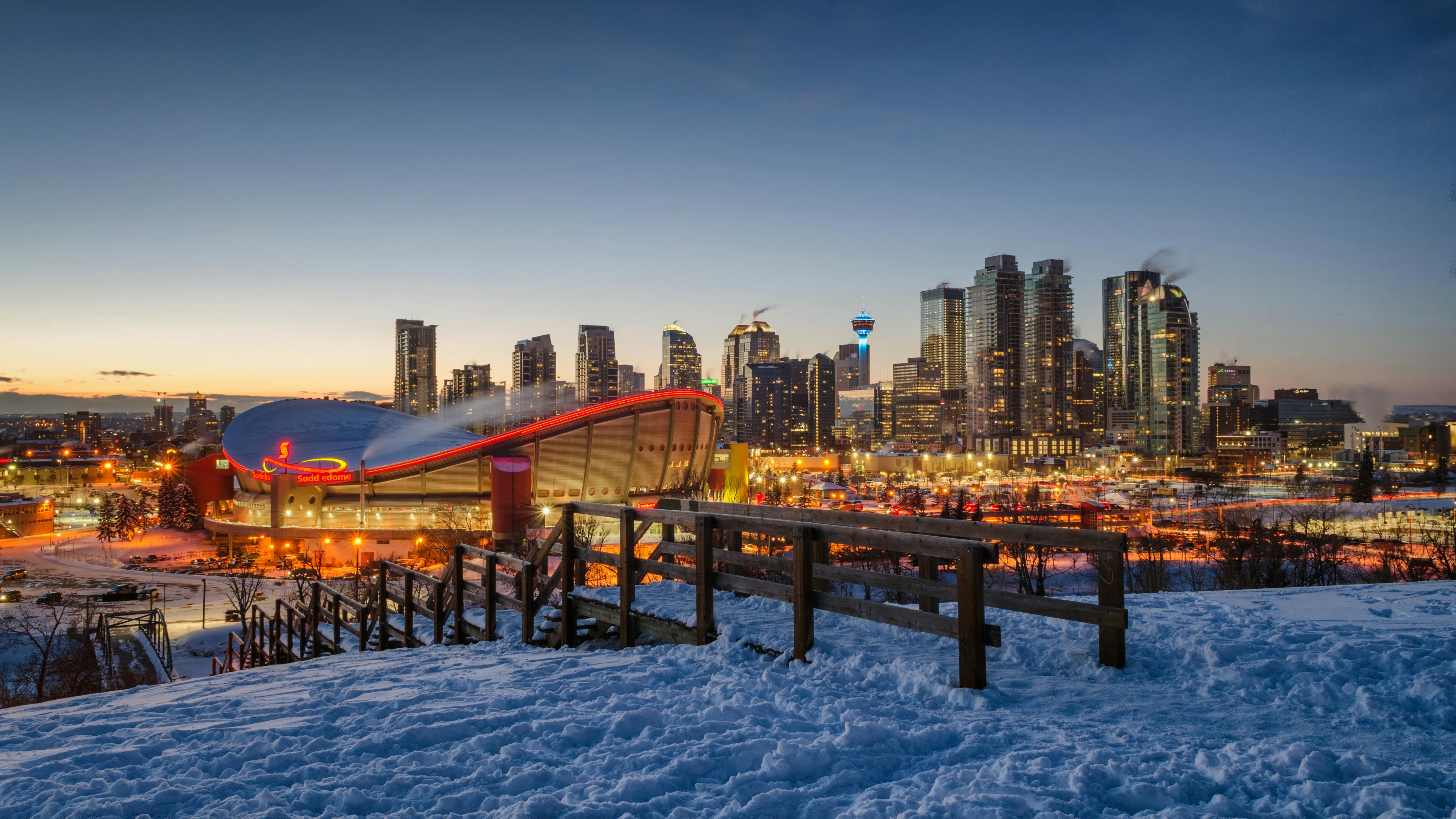 Calgary Winter Cityscape at Sunset · Free Stock Photo