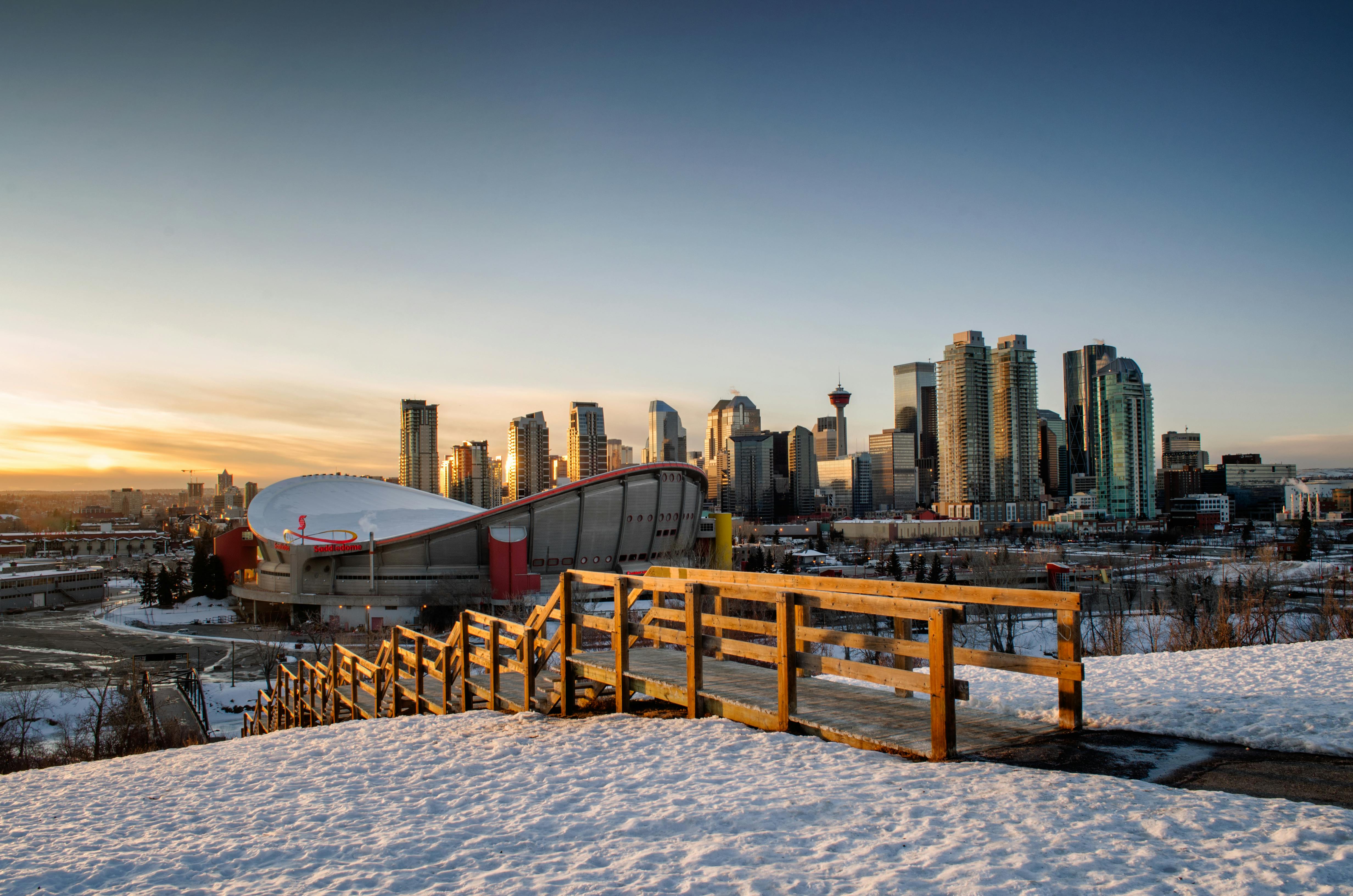 Calgary Winter Cityscape at Sunset · Free Stock Photo