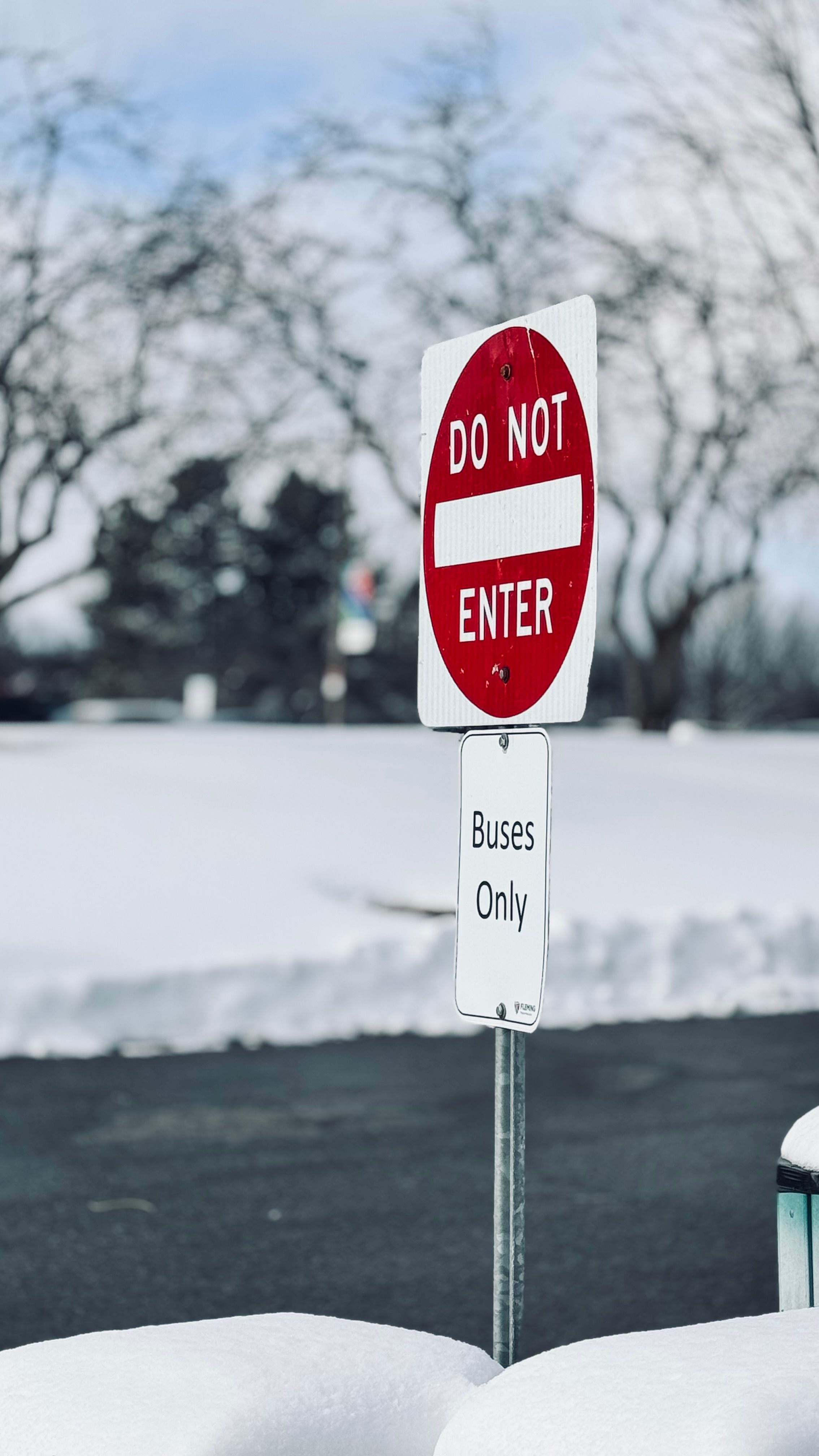 Do Not Enter Sign in Snowy Winter Landscape · Free Stock Photo