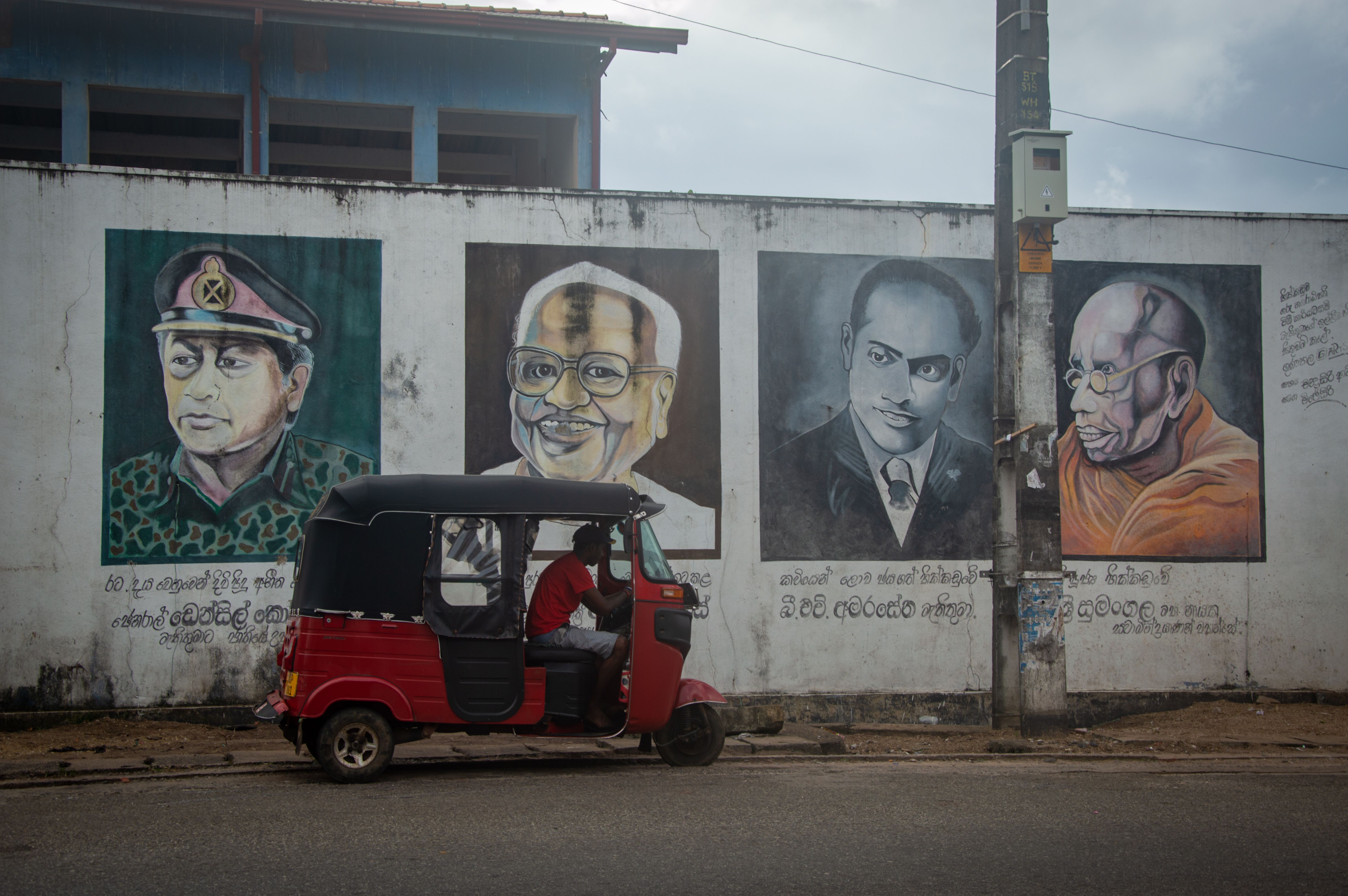 Street Art Wall with Colorful Murals and Red Tuk-Tuk · Free Stock Photo