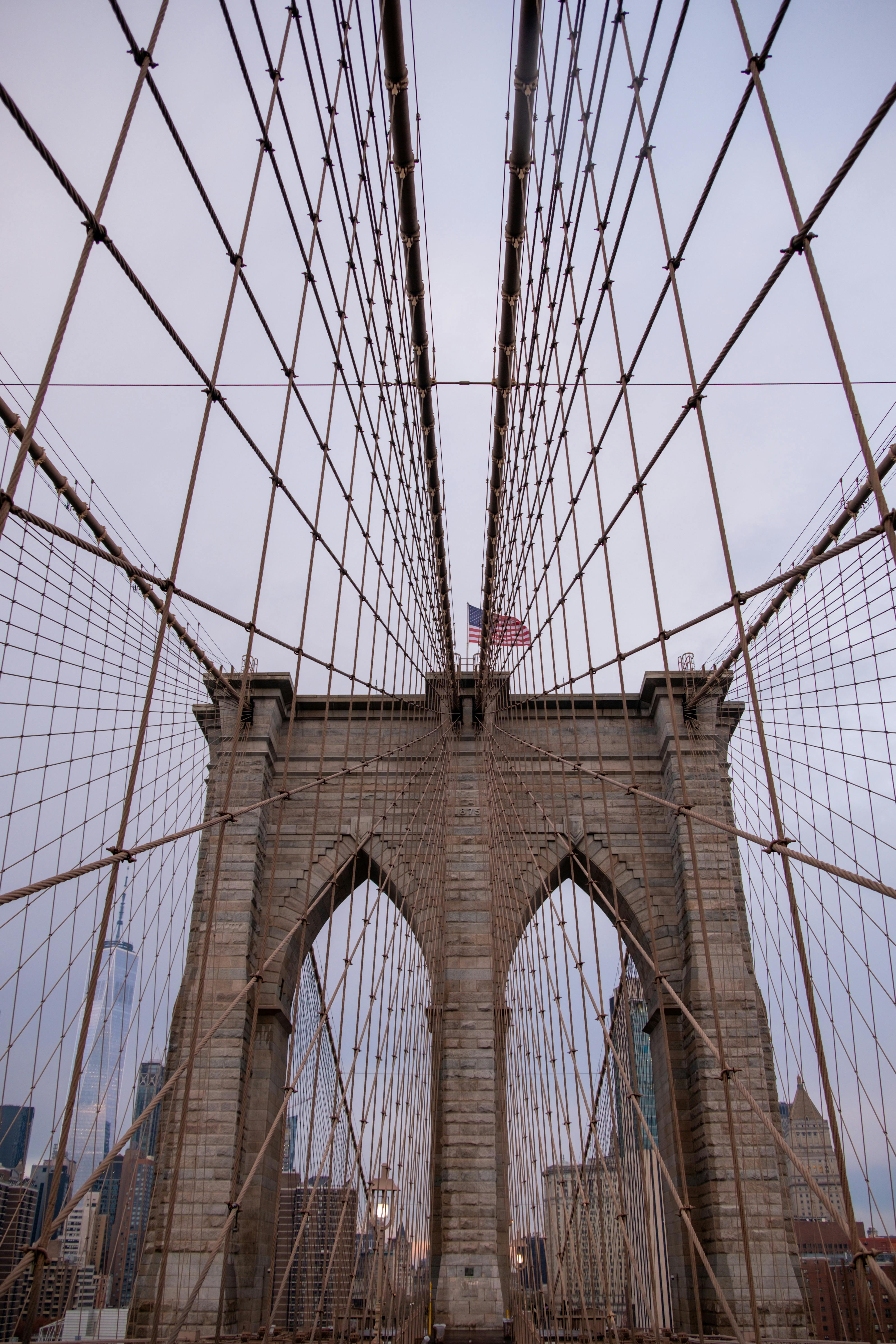 Brooklyn Bridge architectural detail in New York · Free Stock Photo