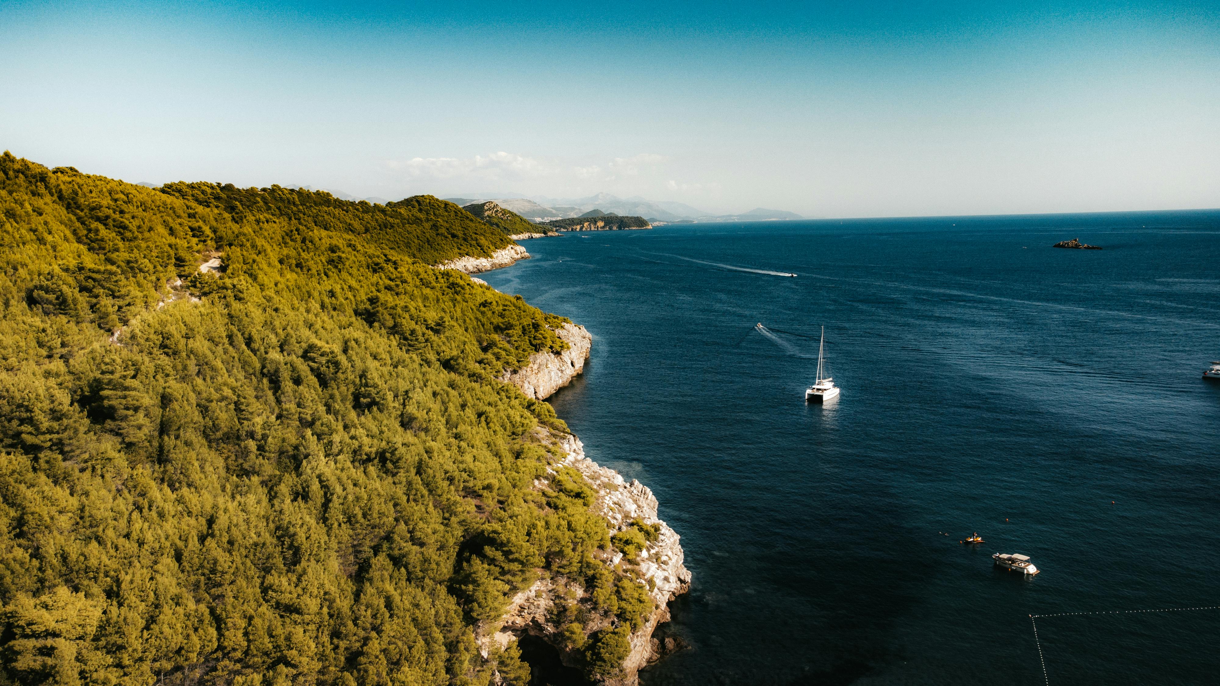 Aerial View of Lopud Island Coastline · Free Stock Photo